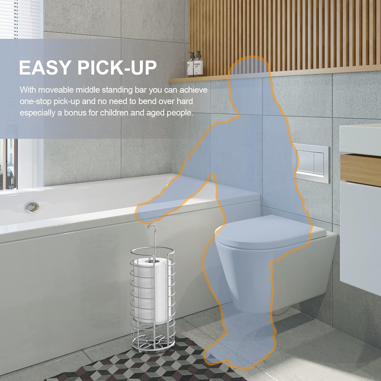 AOUHML-Toilet Paper Holder Stand, Freestanding Bathroom Toilet Paper ...