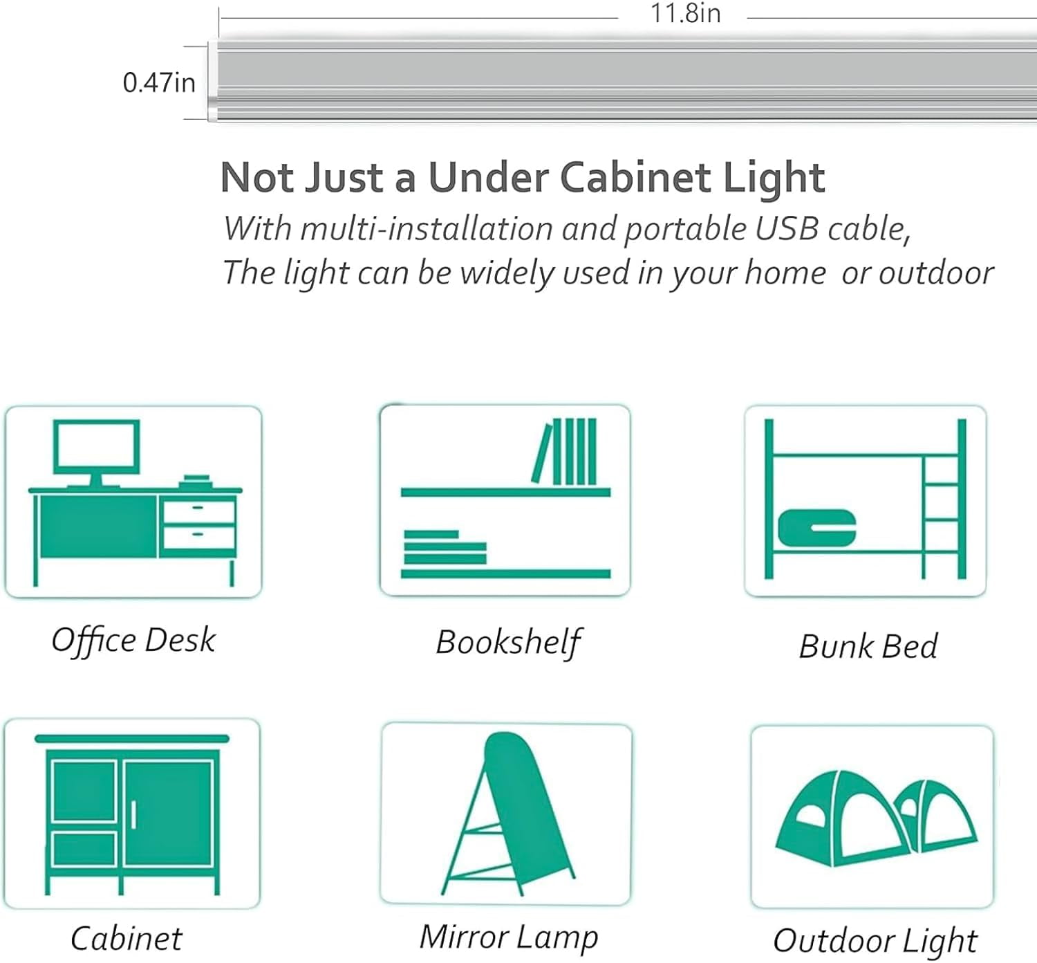 AOUHML-Under Cabinet Led Lighting, 12 Inch Light Strip Bar, Cool White ...