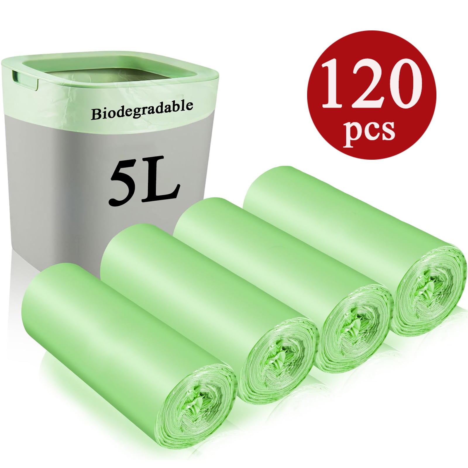 AOUNQ 1.2 Gallon Biodegradable Small Trash Bags,120 Count Small Garbage ...