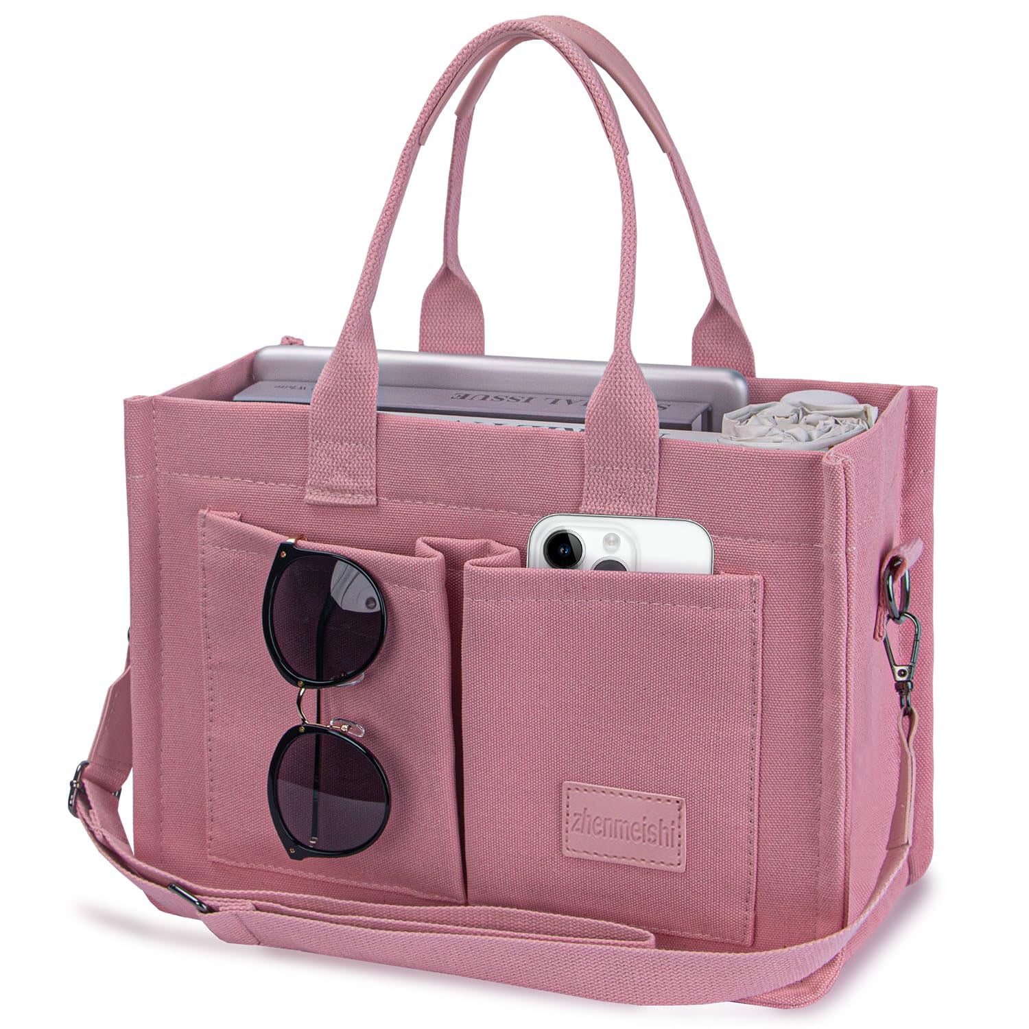 AOUNQ Canvas Tote Bag for Women Trendy Purse and Handbags Work Tote ...