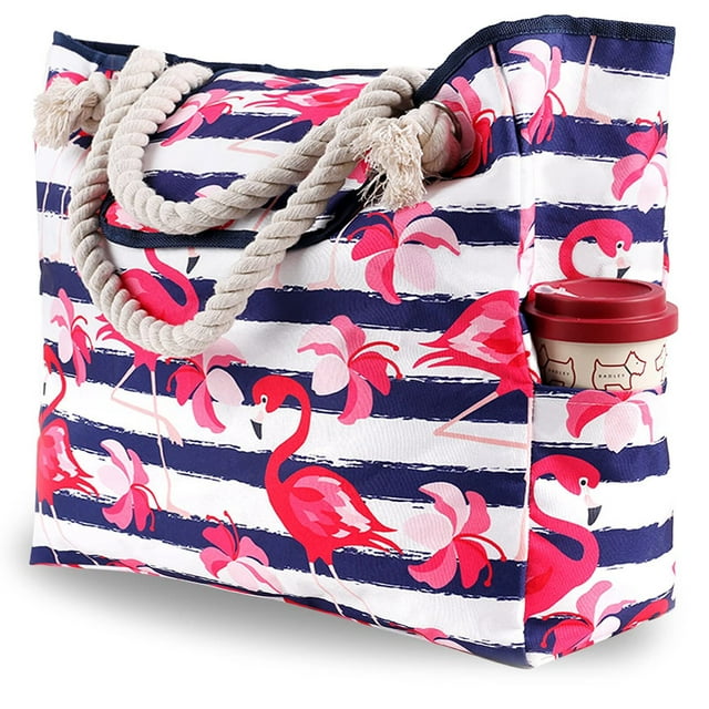 AOUNQ Oversized Summer Beach Bag for Women, Waterproof Tote with Zipper ...
