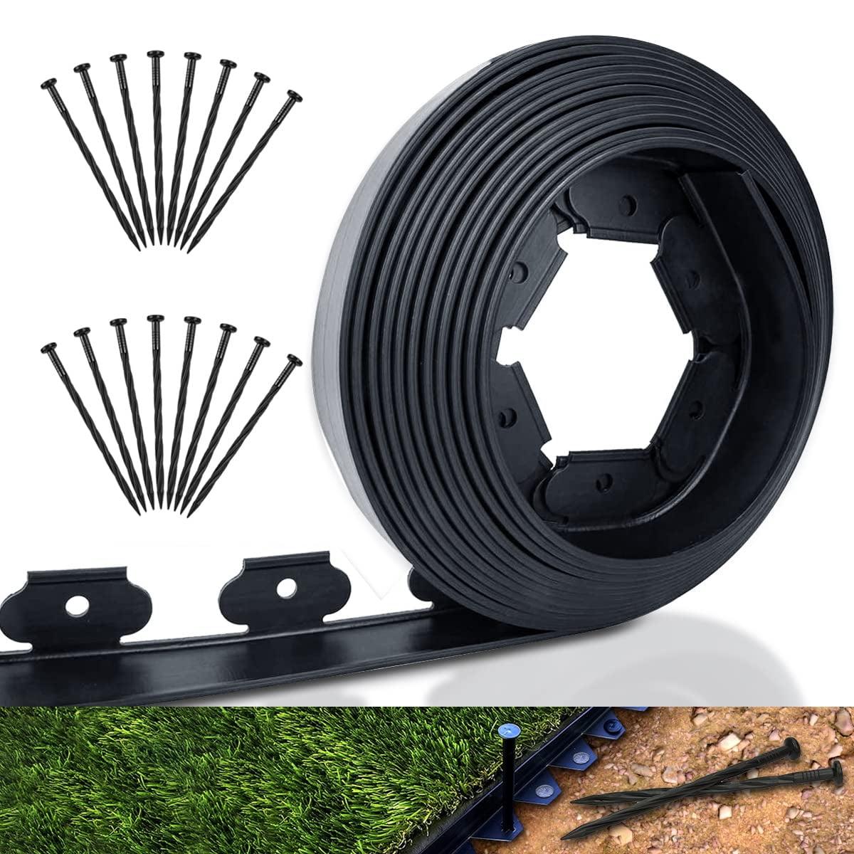 AOUNQ No Dig Durable Landscape Edging,32.8ft Landscape Edging with 30 ...