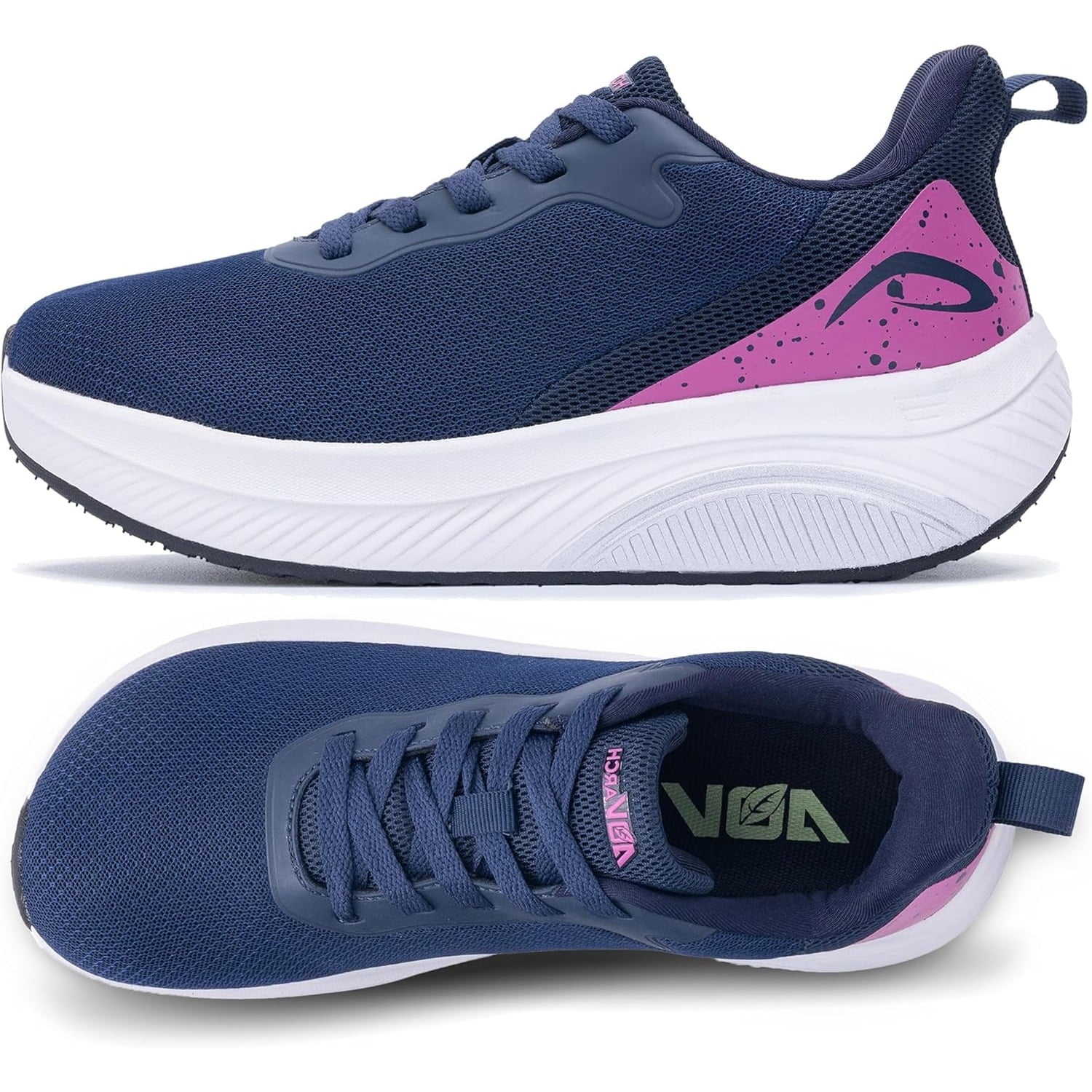 AOV GREEN LEAF Wide Toe Box Walking Shoes Arch Support Plantar ...