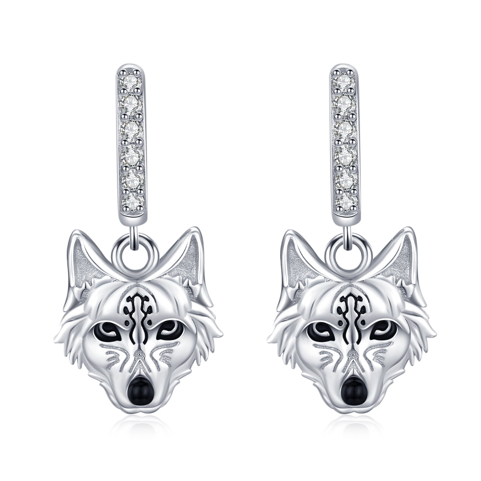 AOVEAO Wolf Dangle Earrings, Sterling Silver Hypoallergenic Huggie ...