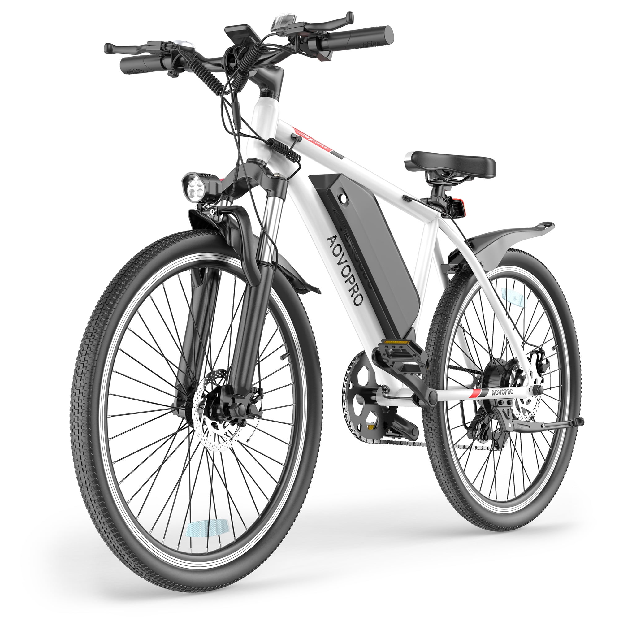 AOVOPRO BK520 White Adult Electric Bicycles, 350W 26" Electric Mountain ...