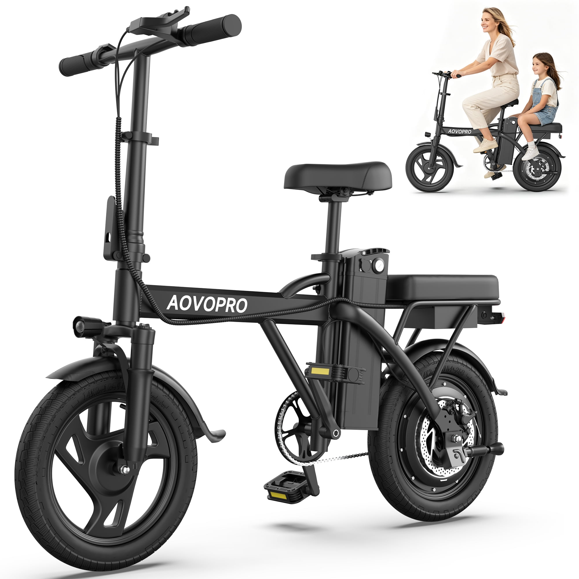 AOVOPRO EB60 Electric Bike 500W 48V, 14' Mini Ebike for City Commuter ...