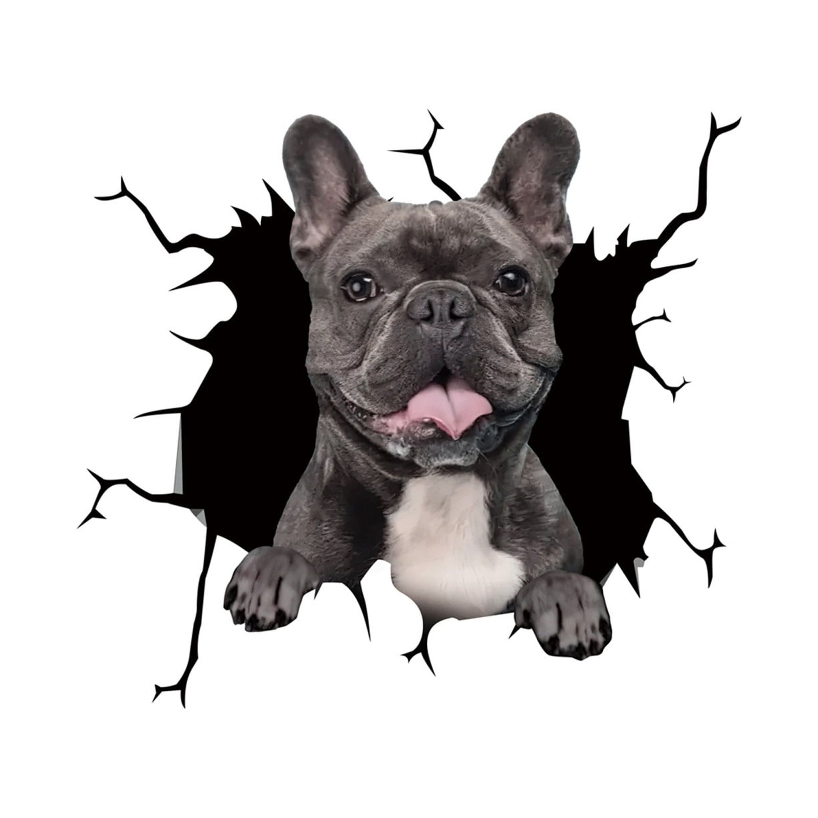 AOVUWU 3D Dog Crack Sticker PVC Plastic Sticker Car Window Decal Laptop ...
