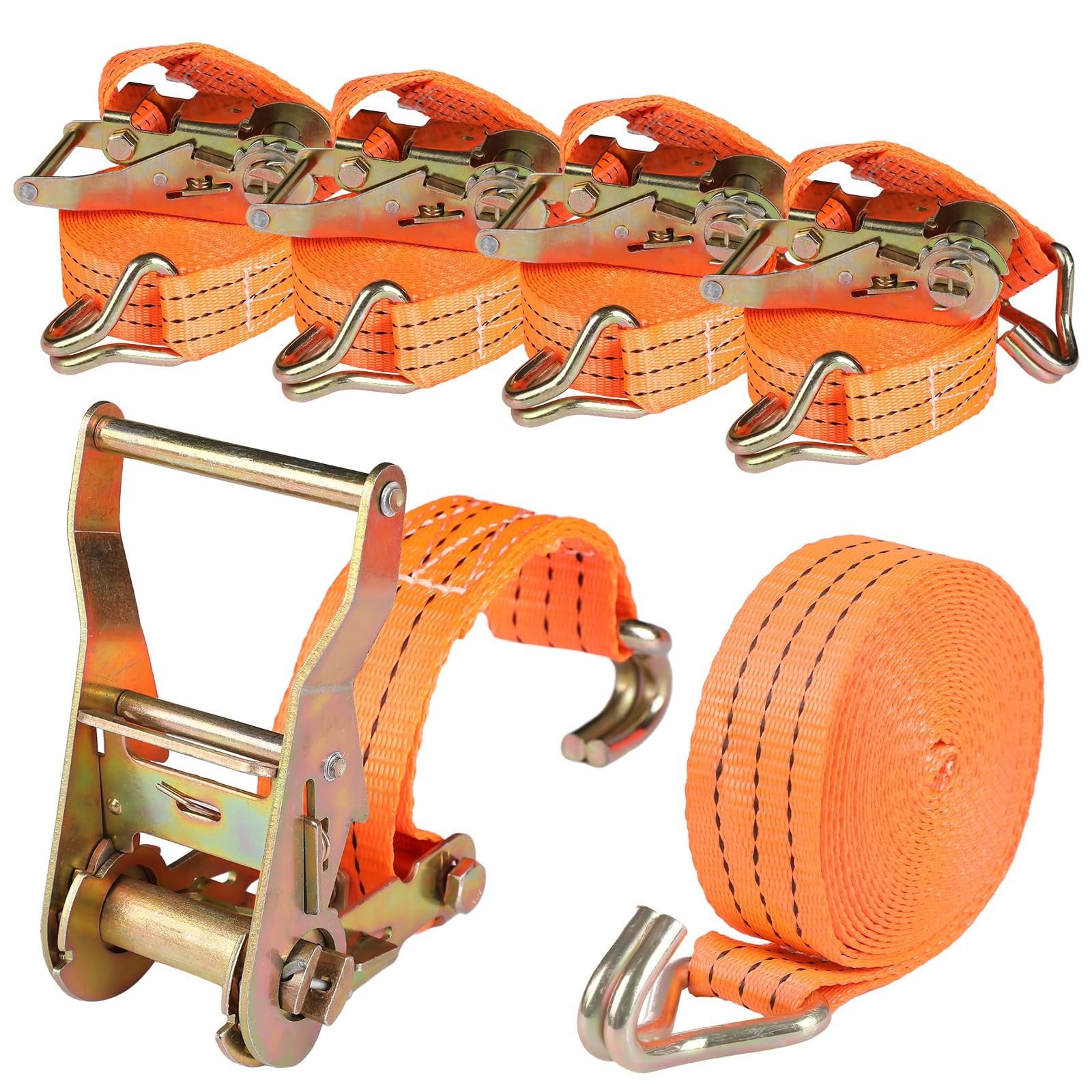 AOVUWU 4 Pieces 3000 Kg 6 M Lashing Straps With Ratchet And Hook ...