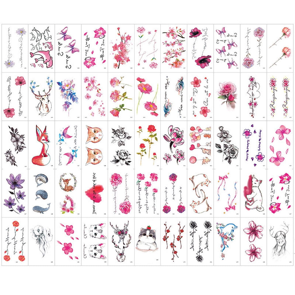 AOVUWU 60 Sheets Rainbow Tattoos Rainbow Stickers Temporary Waterproof ...