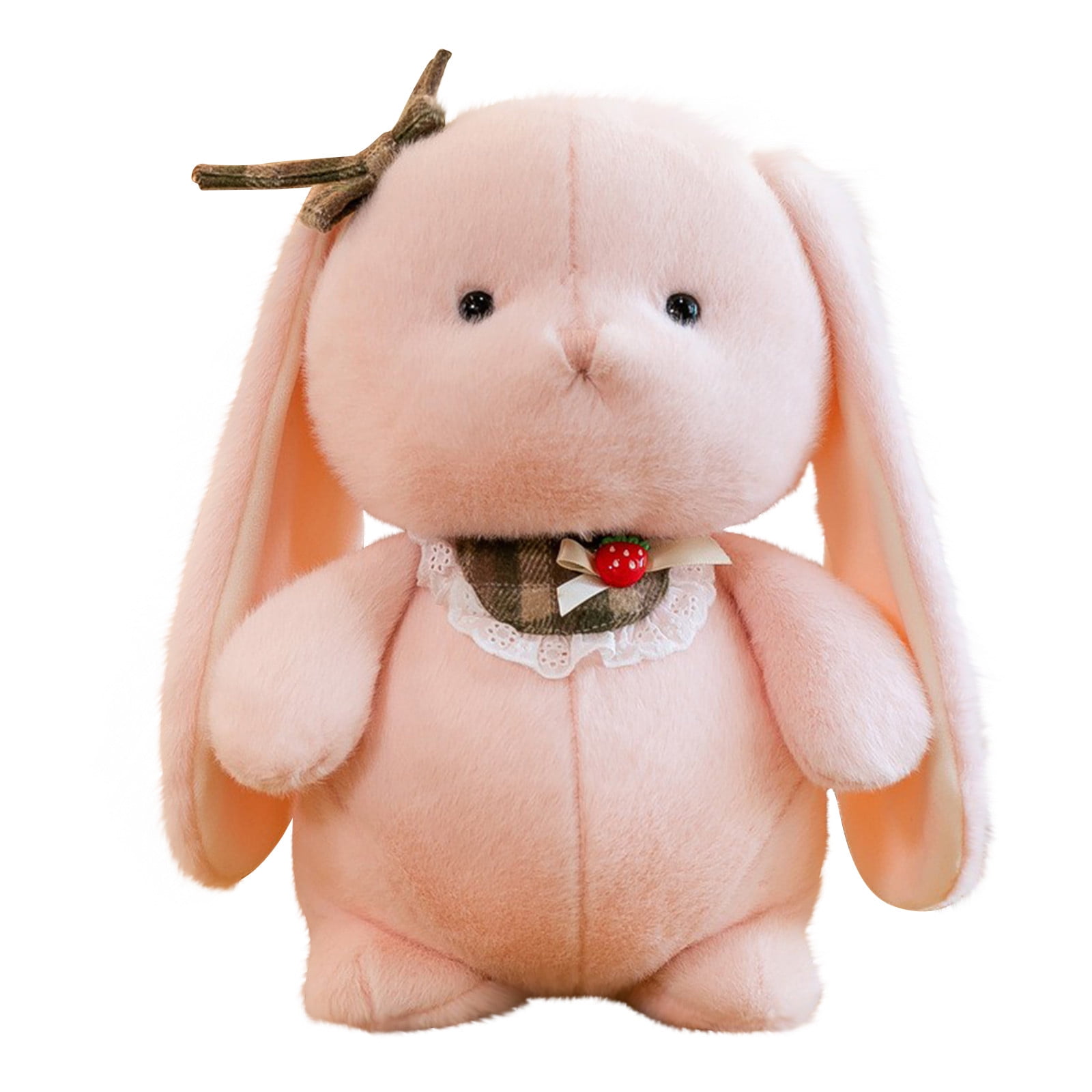 AOVUWU Adorable Plush Bunny Stuffed Animal Toy with Bow Soft Pink ...