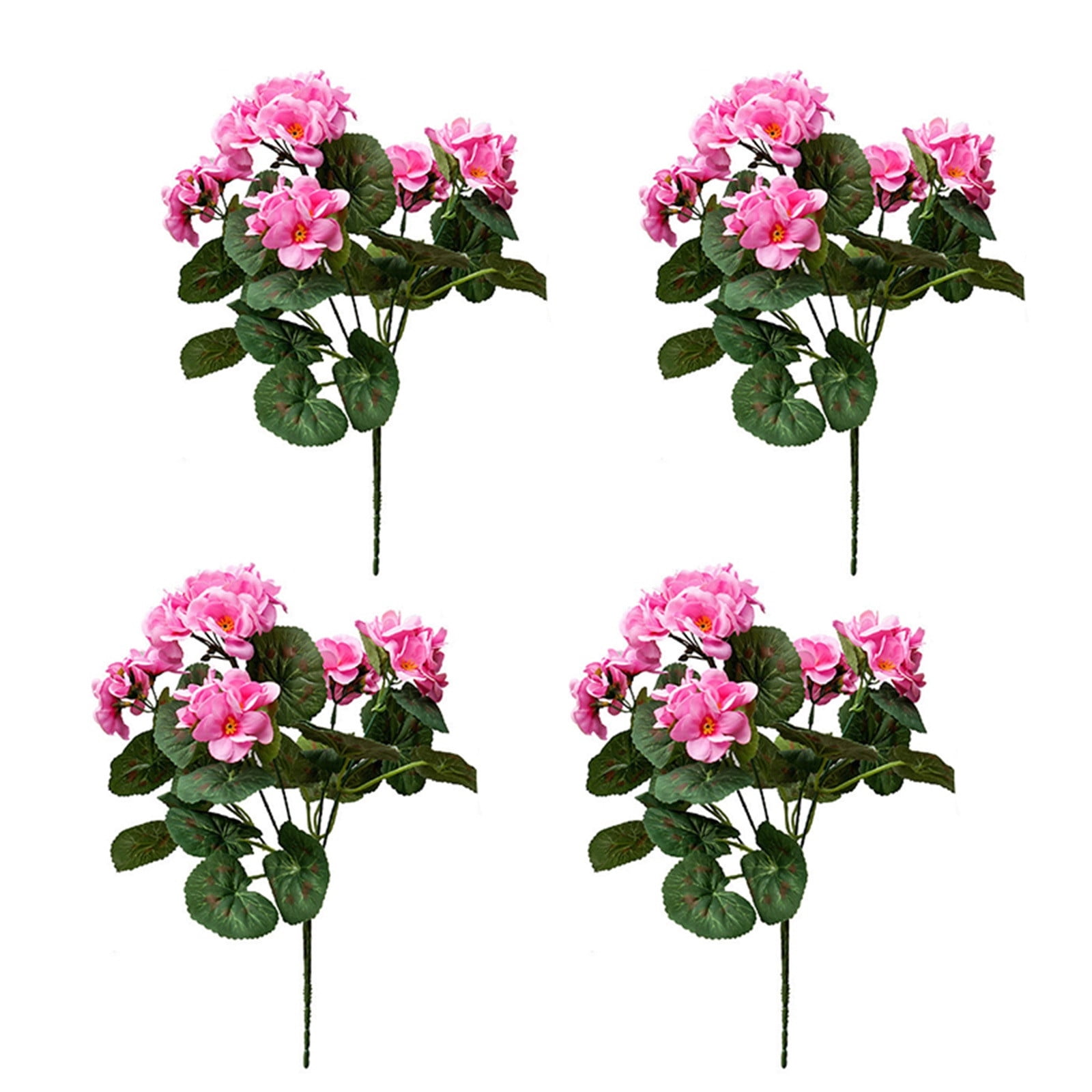 AOVUWU Artificial Red Geranium Flowers Bundle, 4 Pack, Lifelike Faux ...