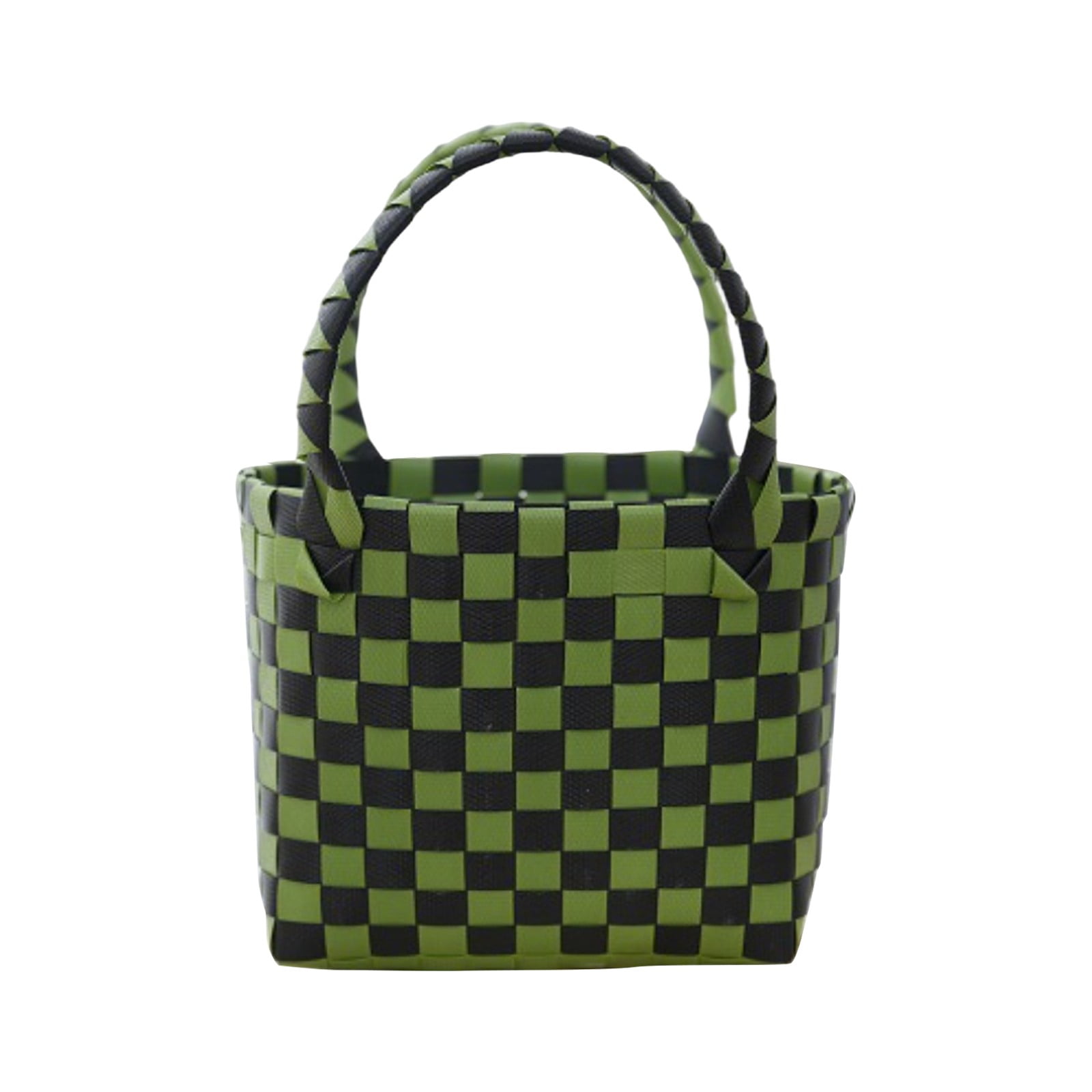 AOVUWU Chic Yellow Checkered Handbag with Floral Accent Stylish and ...
