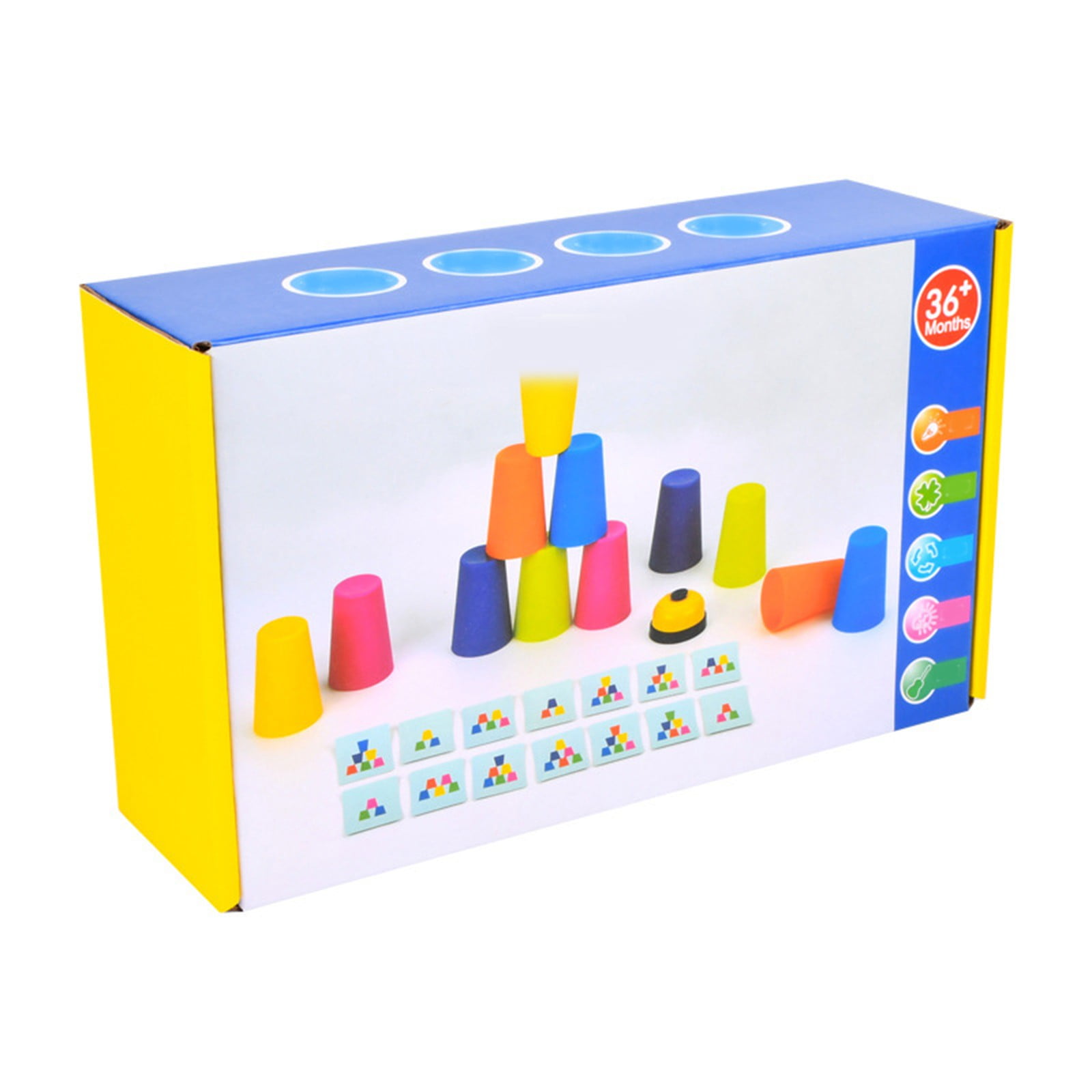 AOVUWU Colorful Stacking Cups Game Set with Cards and Bell Fun ...