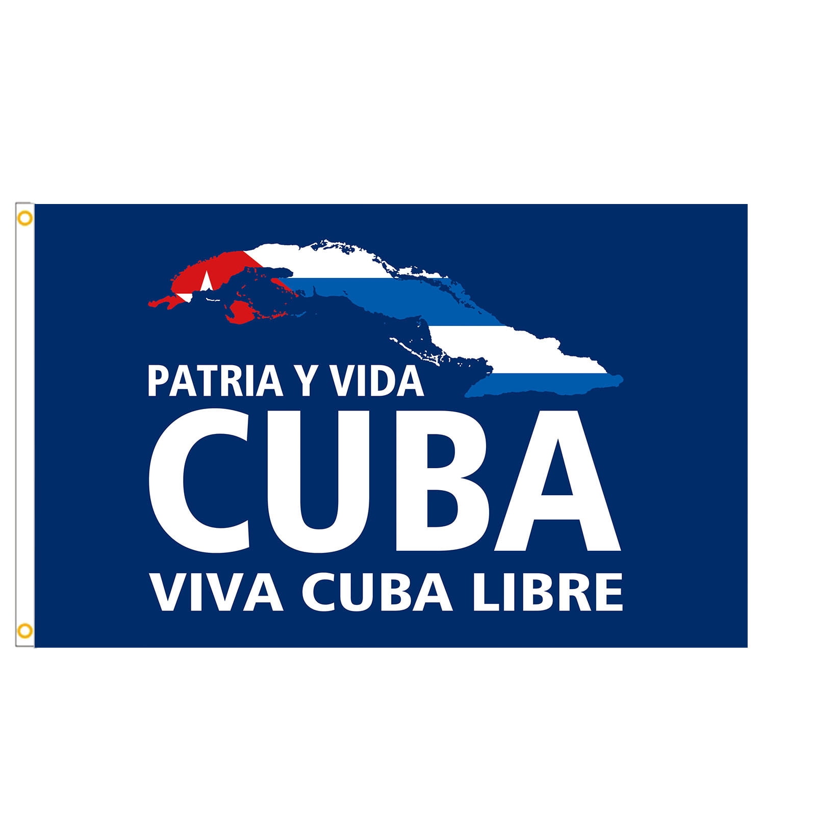 AOVUWU Cuba Flag Patria Y Vida Cubans Pride Flag Banner Outdoor Indoor ...