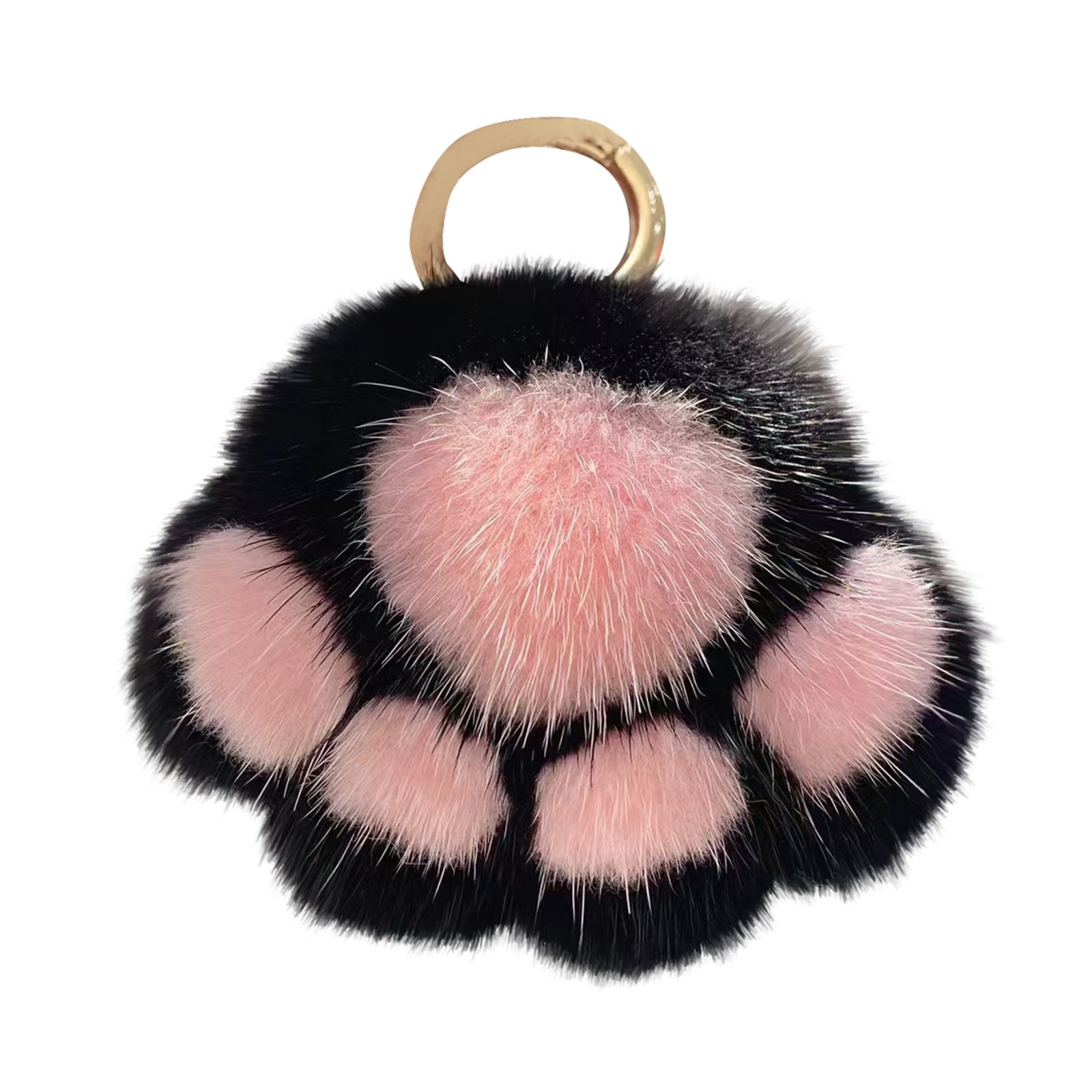 AOVUWU Cute Faux Fur Paw Keychain Soft Plush Animal Paw Keyring with ...