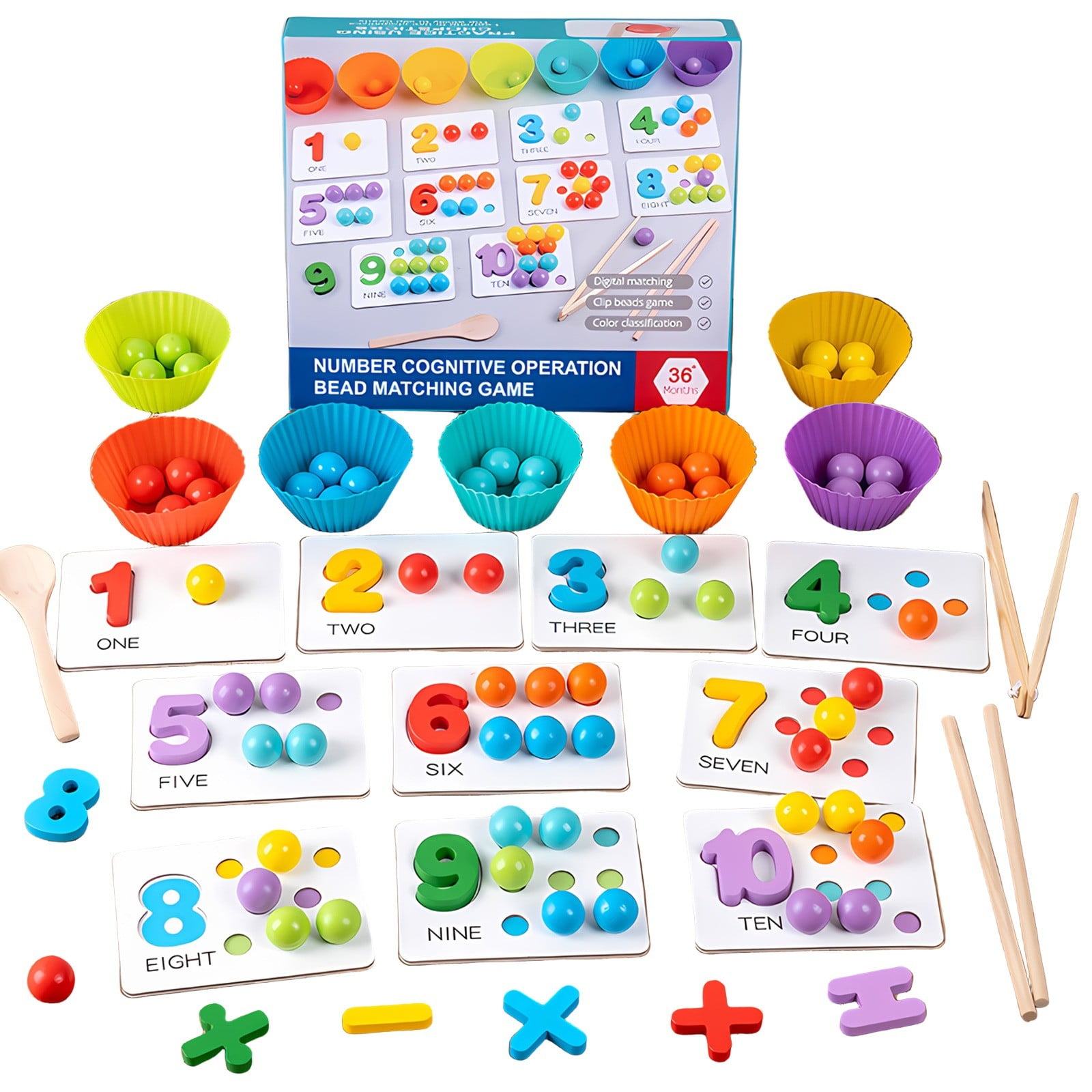 AOVUWU Educational Number Cognitive Operation Bead Matching Game for ...