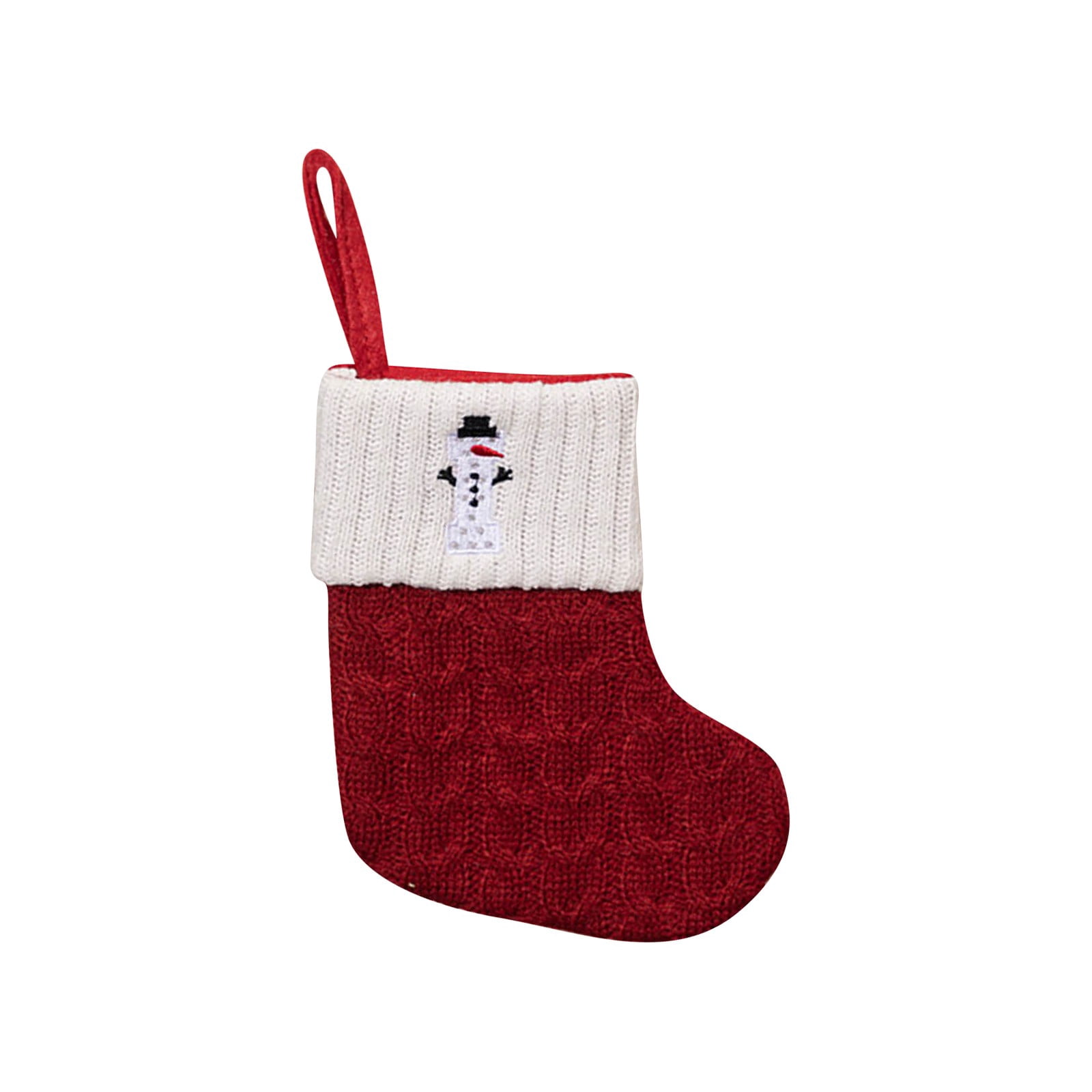 AOVUWU Festive Red Knit Christmas Stocking with Embroidered Tree Design ...