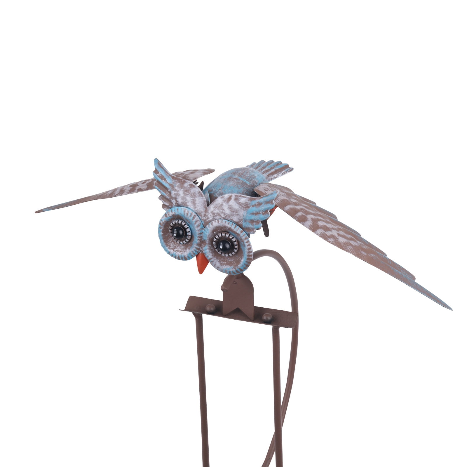 AOVUWU Flapping Metal Brown Gray Owl Yard Stake Rocking Wind Whirly-Gig ...