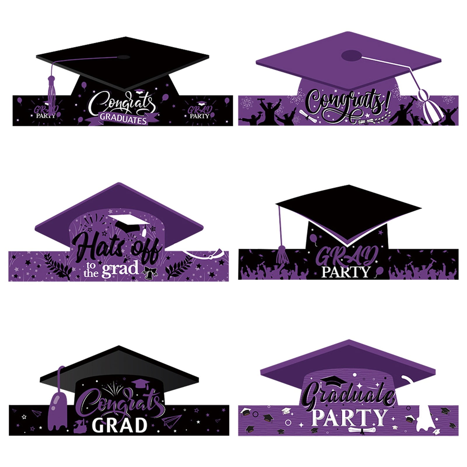 AOVUWU Graduation Party Headbands Set of 6 Green and Black Congrats ...