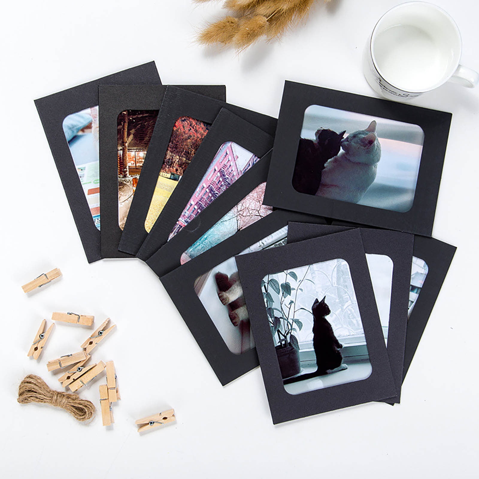 AOVUWU Hanging Album Clip Kraft Paper Photo Frame Strings Rope Clips ...