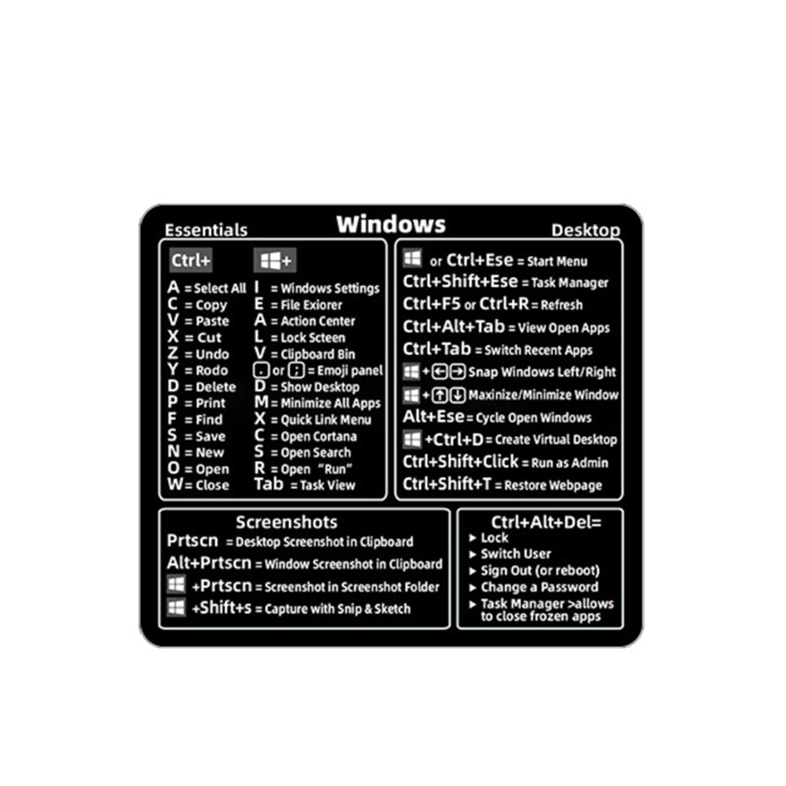 AOVUWU OS Shortcut Keyboard Sticker Essential Hotkeys Reference for ...