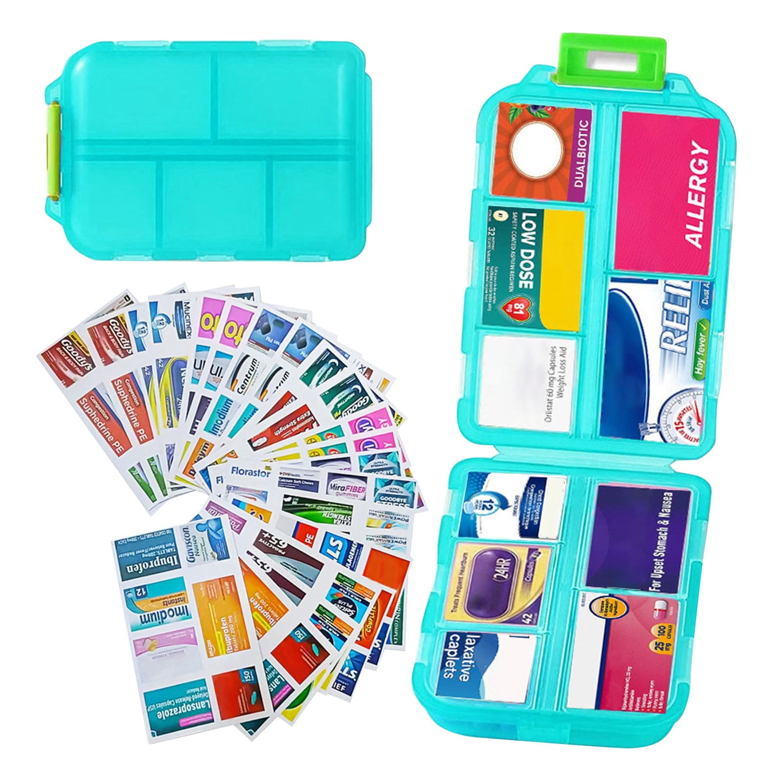 AOVUWU Portable Travel Medicine Organizer Box with 6 Compartments and ...