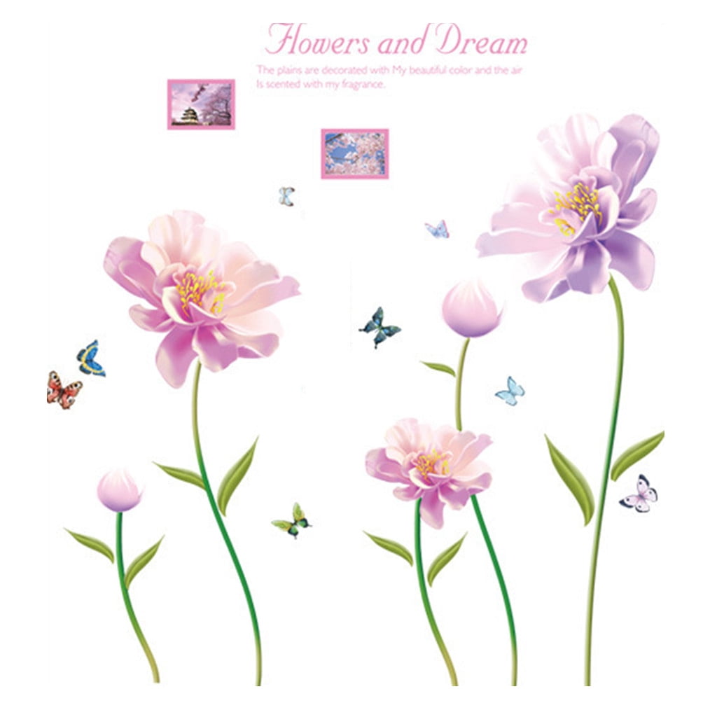 AOVUWU Removable Vinyl Decal Art Mural Flower Home Living Room Decor ...
