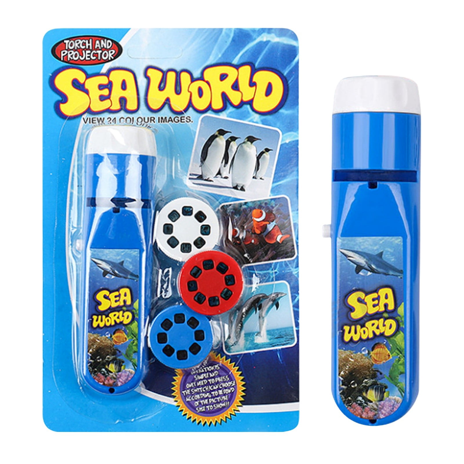 AOVUWU Sea World Torch and Projector Educational Kids Toy with 24 ...
