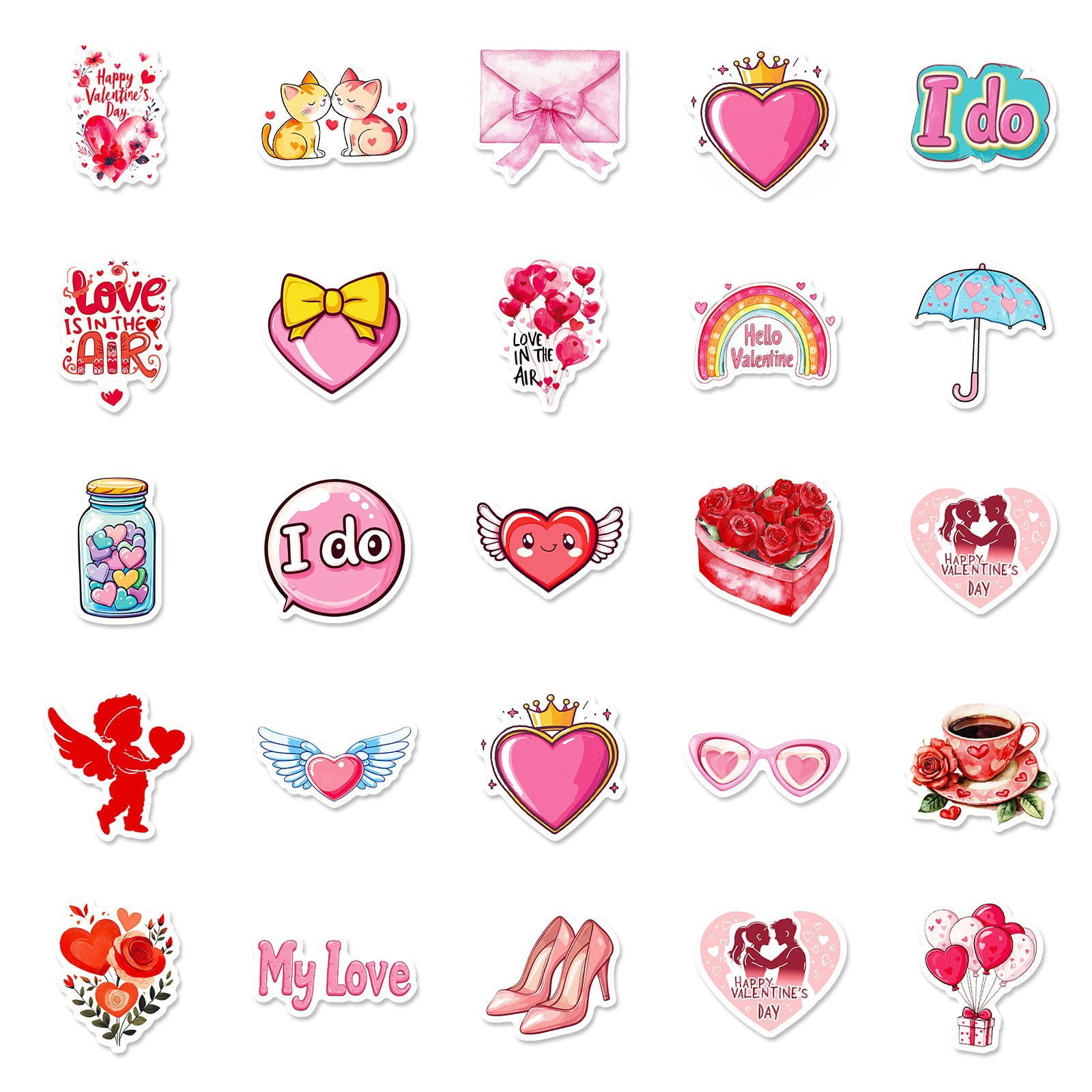 AOVUWU Valentine's Day Romantic Sticker Set, 24-Pack Waterproof Vinyl ...