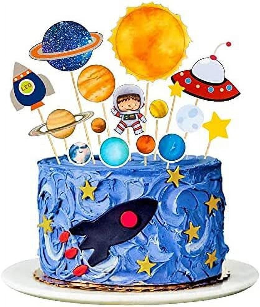 AOWEE 16pcs Space Cake Topper Set, Astronaut Cake Decoration, Astronaut ...