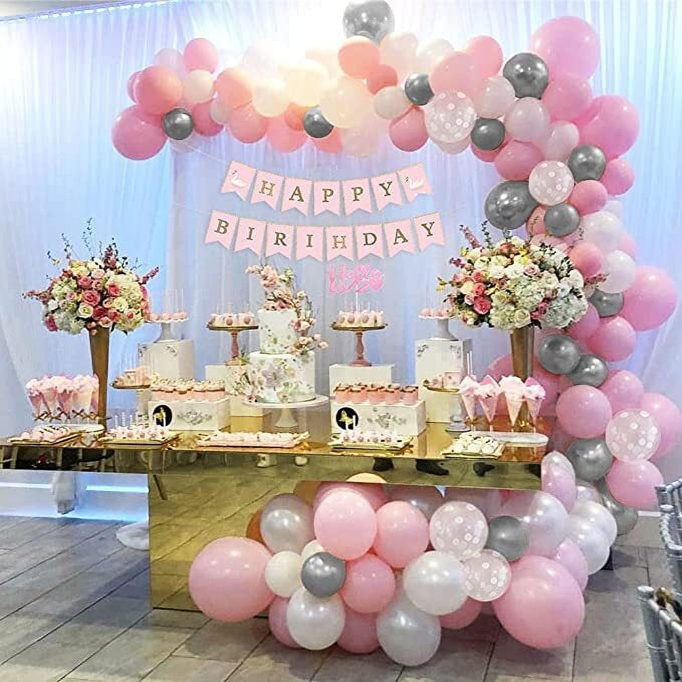 AOWEE 2nd Birthday Decorations for Girls, Pink Birthday Balloon Arch ...