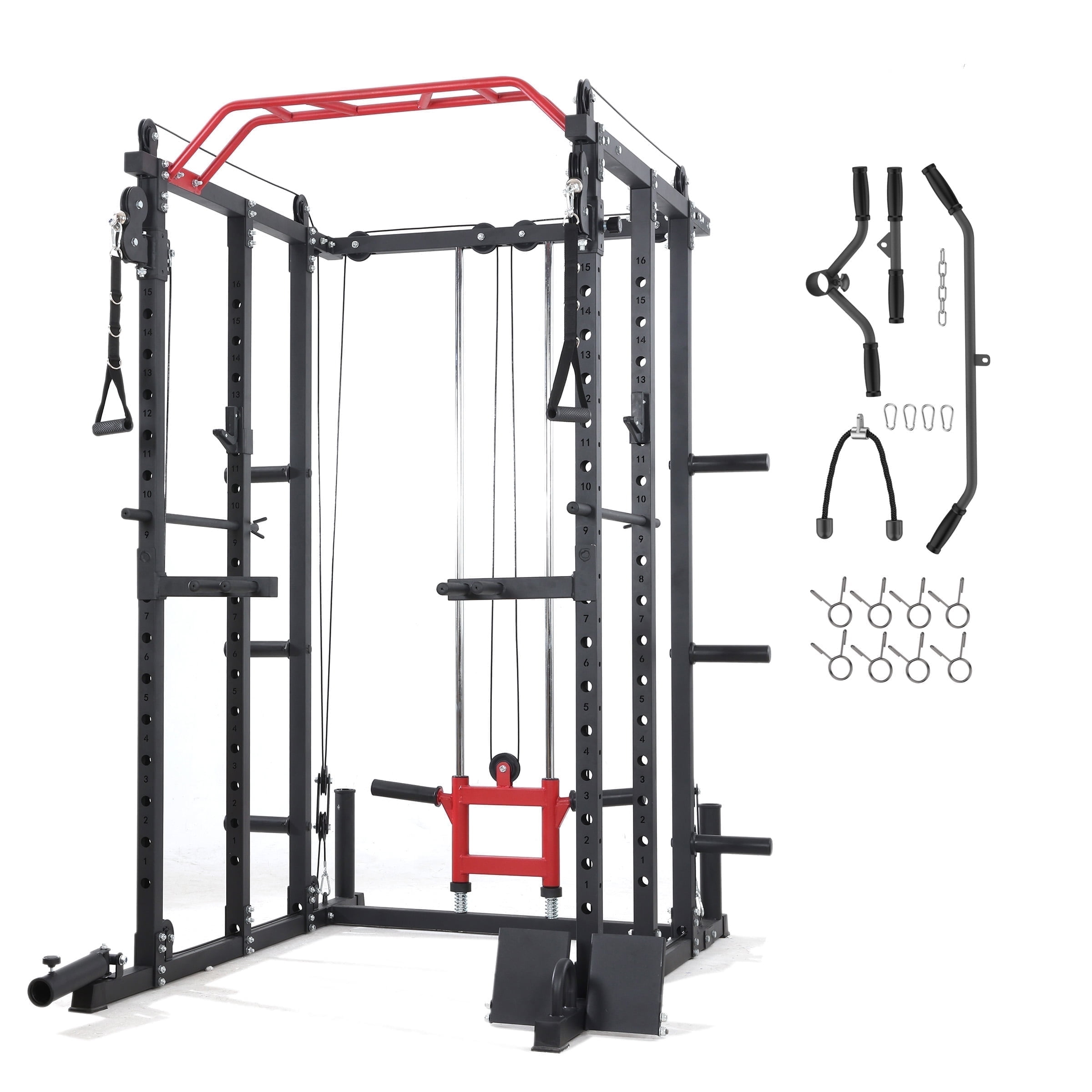 AOWINNOX Power Cage, Squat Rack with Dual Pulley Cable Crossover ...