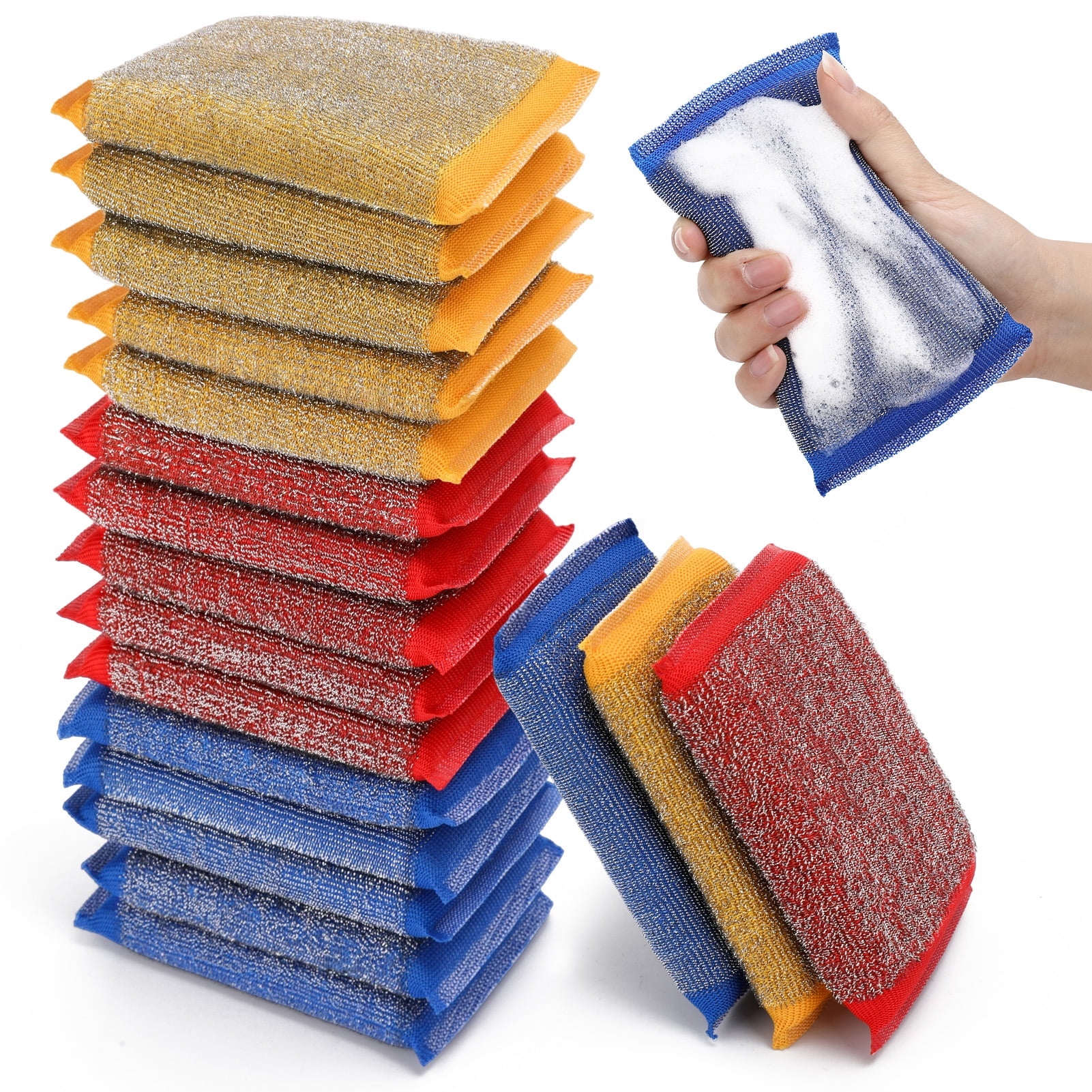 AOWOO 18 Pack Heavy Duty Kitchen Scrub Sponges - Non Scratch Scouring ...