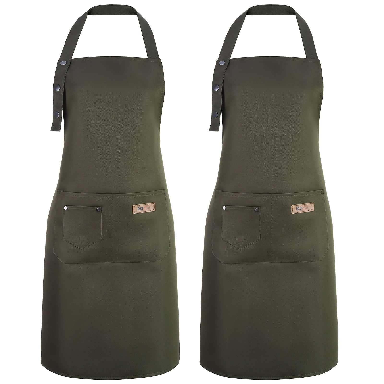 AOWOO 2 Pack Kitchen Bib Apron, Adjustable Waterdrop Resistant Apron ...
