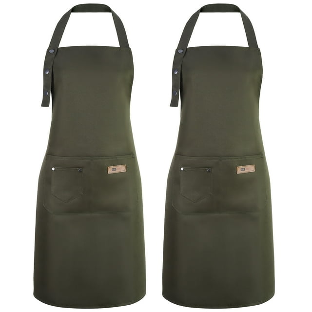 AOWOO 2 Pack Kitchen Bib Apron, Adjustable Waterdrop Resistant Apron ...