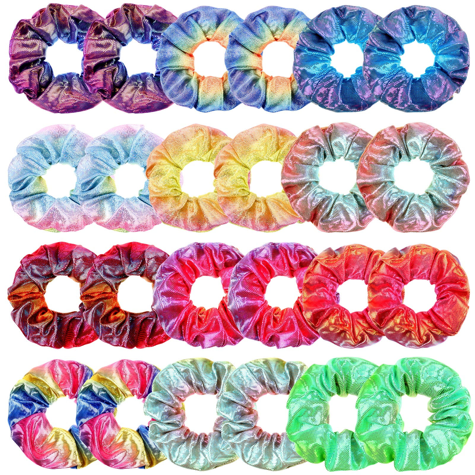 AOWOO 24 Pieces Scrunchies Rainbow Hair Scrunchies, Rainbow Hair Tie ...