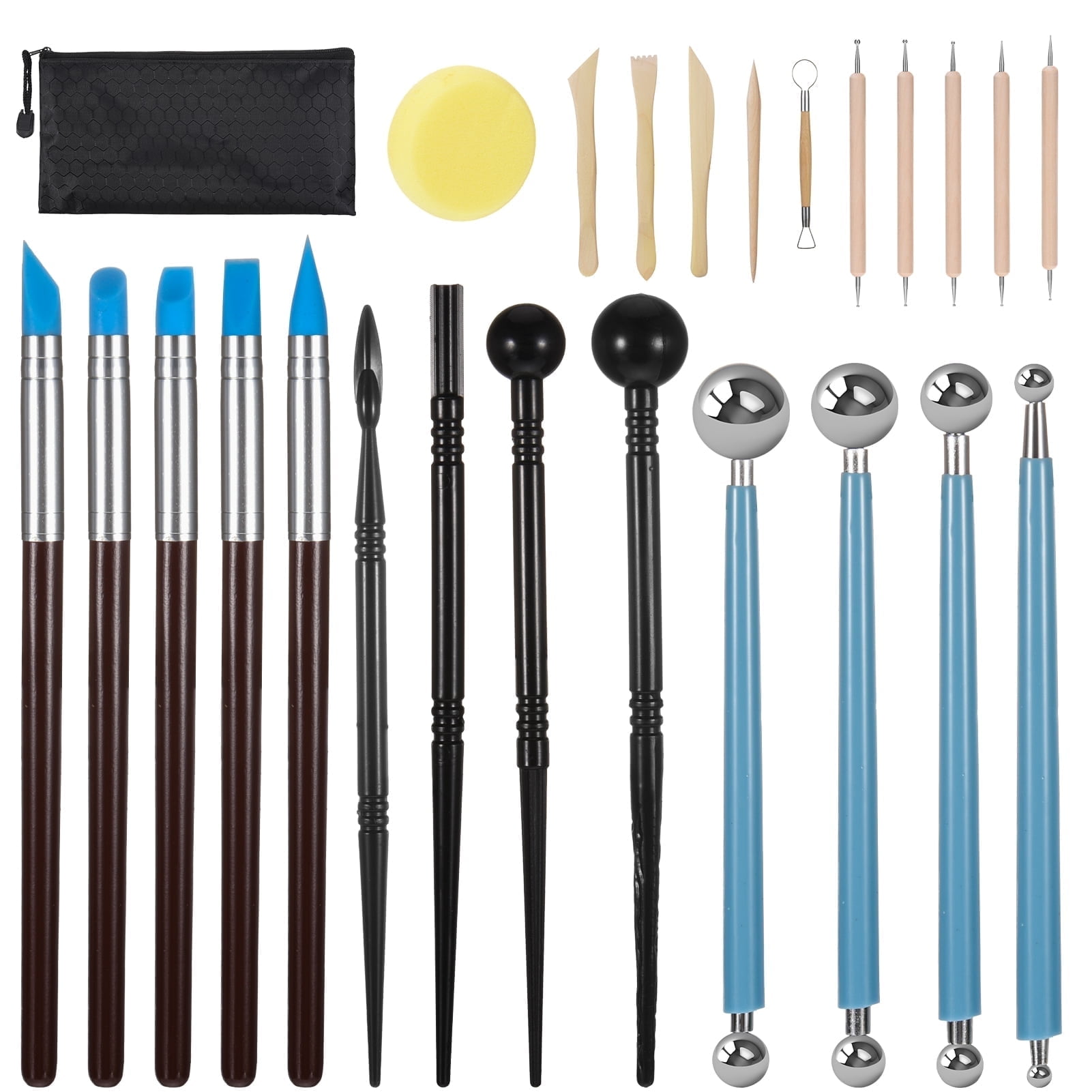 AOWOO 25 Piece Clay Tools Set, Sculpting and Molding Kit, Polymer and ...