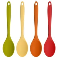 Bundlepro Silicone Large and Small Slot and Solid Cooking Spoons, Blue ...