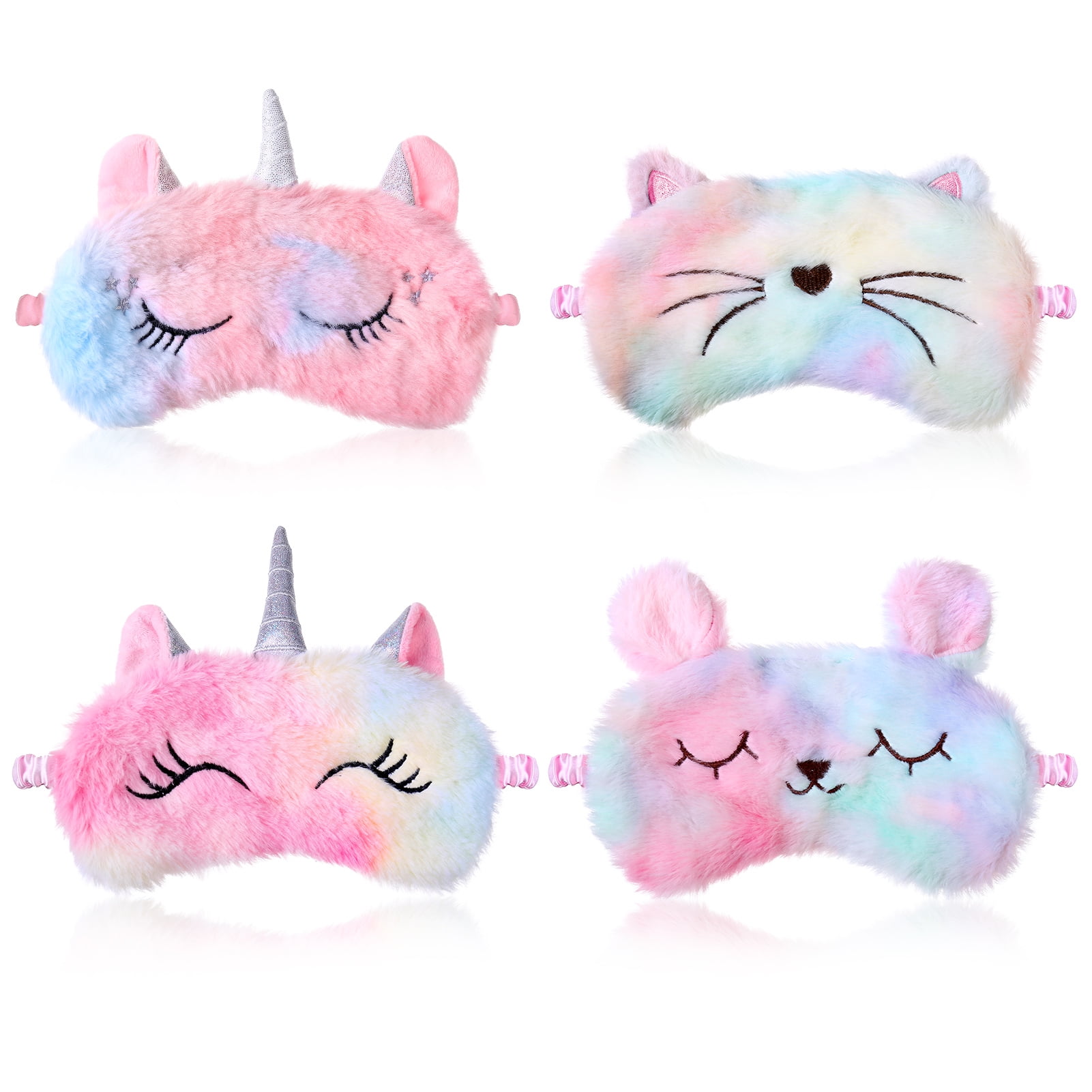 AOWOO Unicorn Style 4 Pcs Sleep Eye Mask for Kids, Girls, Women - Cozy ...