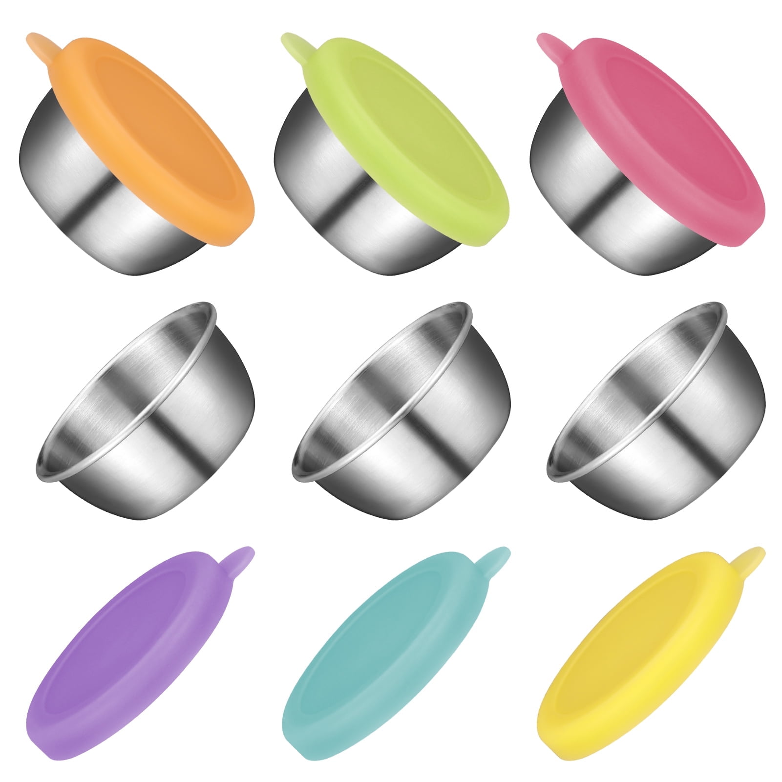 AOWOO 6 Pcs Small Salad Dressing Cups with Lid, Leakproof Stainless ...