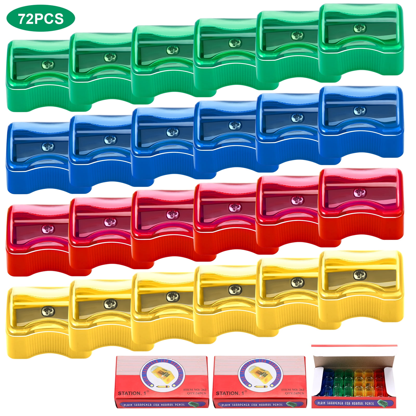 AOWOO 72Pack Pencil Sharpeners in Bulk, Colorful Pocket Sized Mini ...