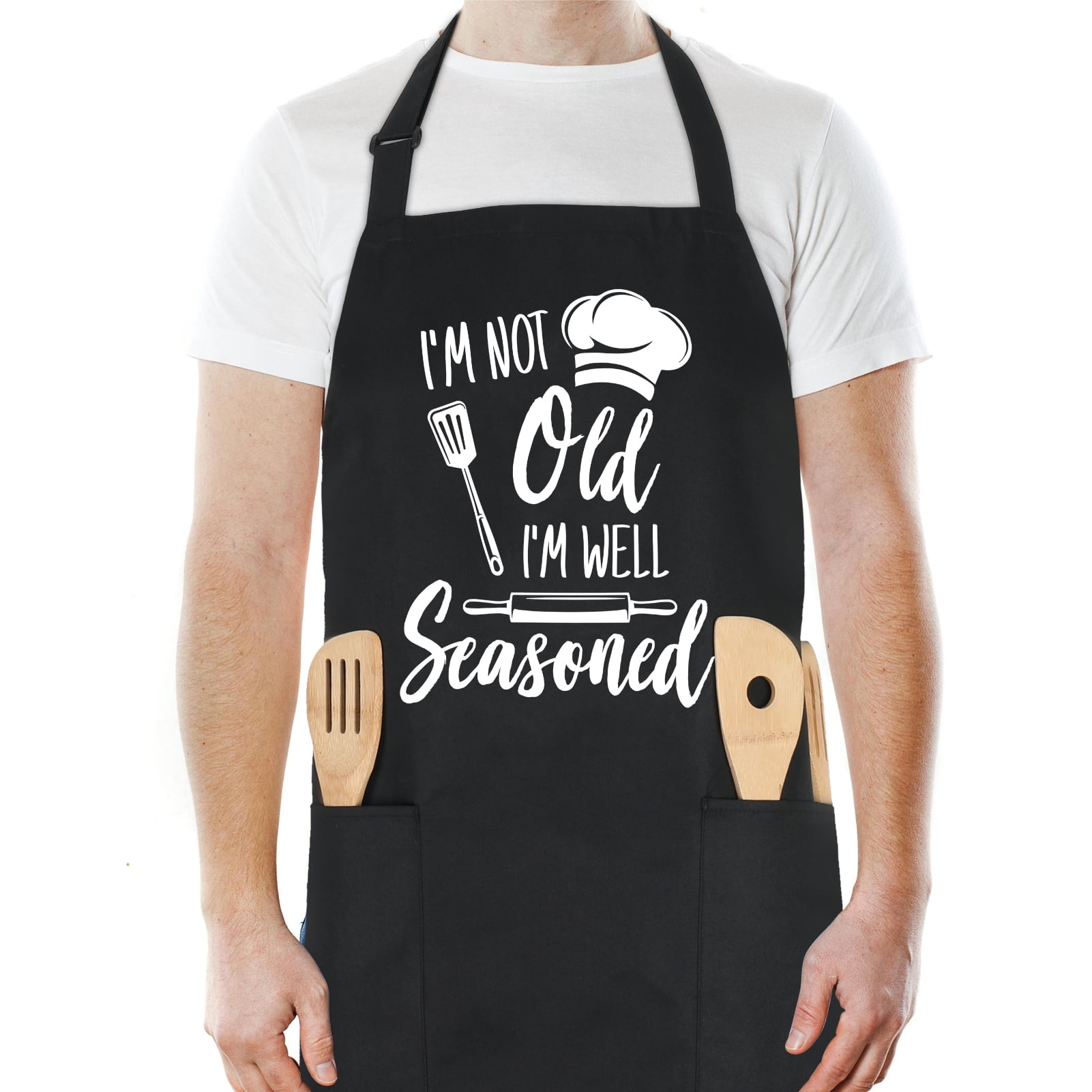 AOWOO Funny Cooking Aprons for Men Women - Cotton Apron with 2 Pockets ...