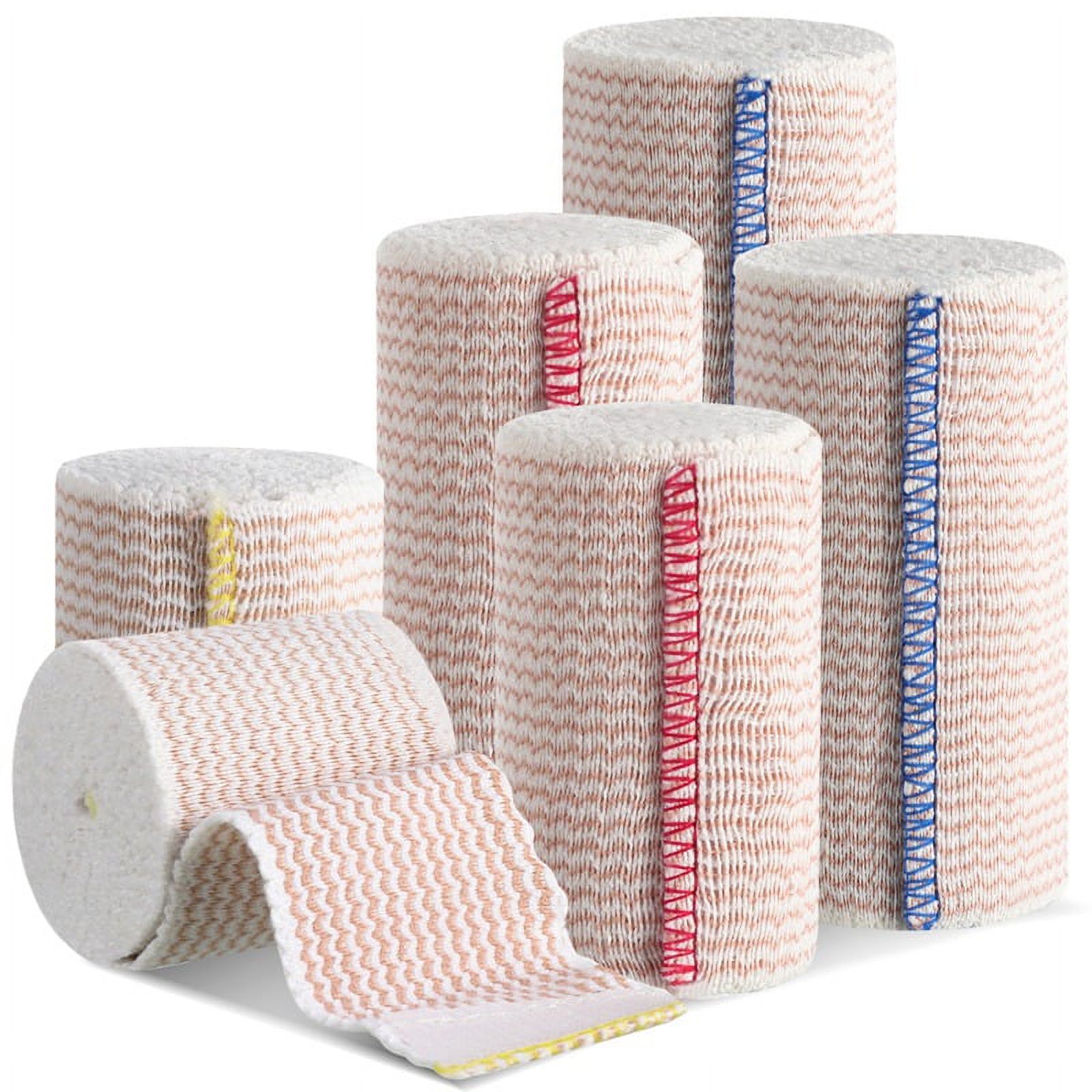 4 Rolls 6" Wide Cotton Elastic Bandages Clips Sports First Aid Large ...