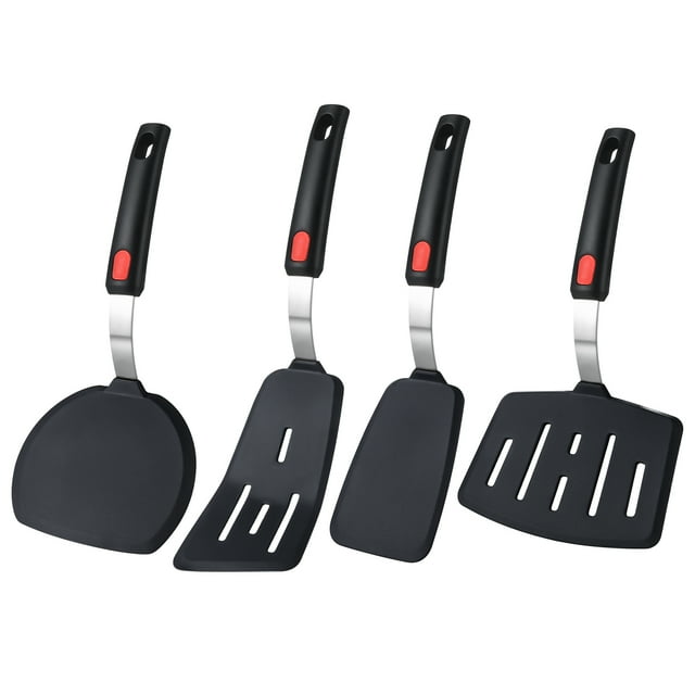 AOWOO Silicone Spatula Turner Set of 4, Heat Resistant Cooking Spatulas ...