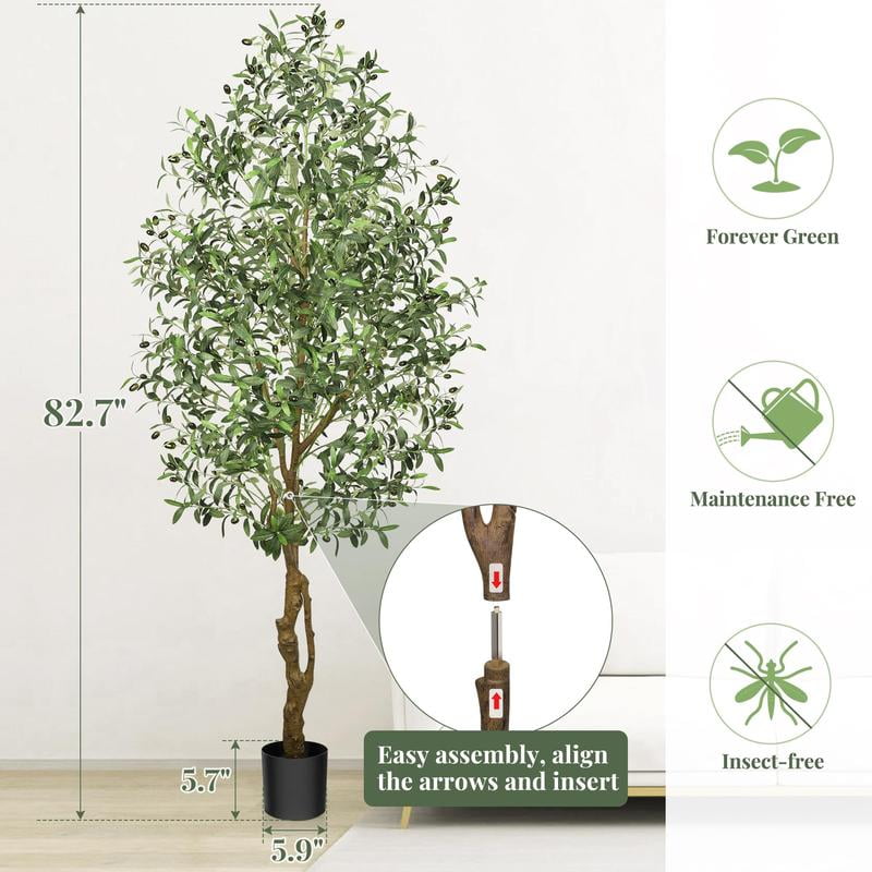 AOWOS 6FT Artificial Olive Tree- Lifelike Faux Plastic Olive Tree over ...
