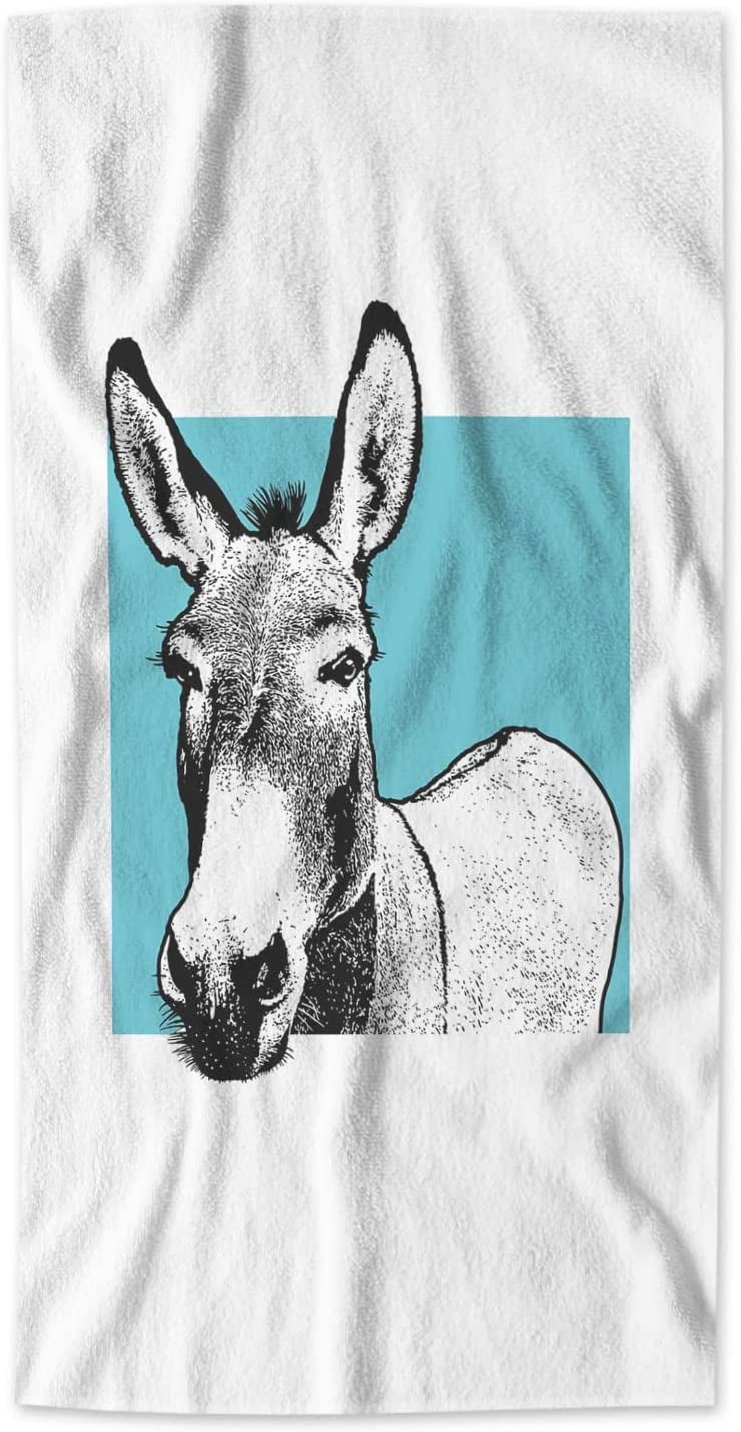 AOYEGO Donkey Towels Portrait of Cute Farm Animal Donkey Head Black ...