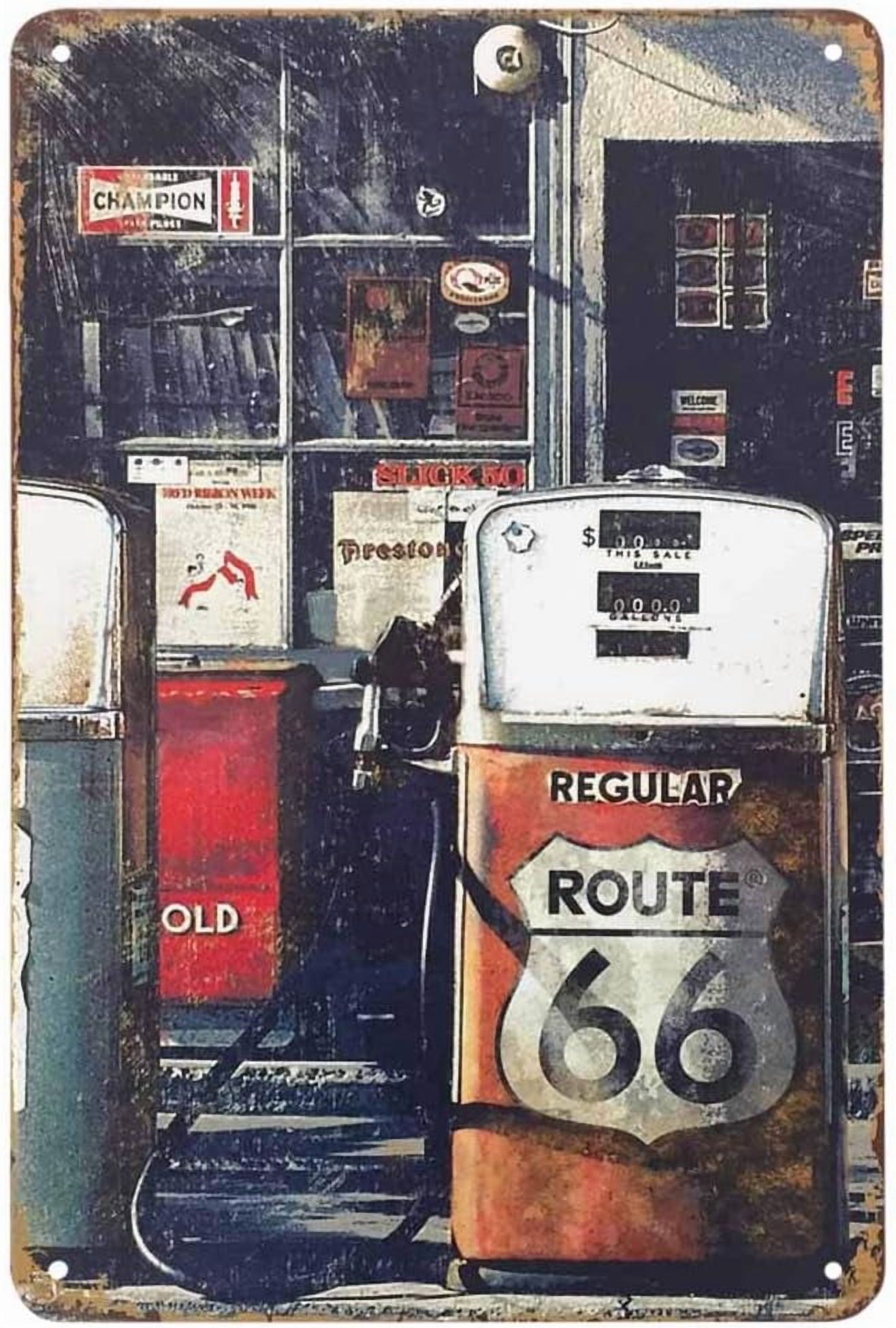 AOYEGO Route 66 Oil Station Tin Sign,Gas Station Shop Vintage Metal Tin ...