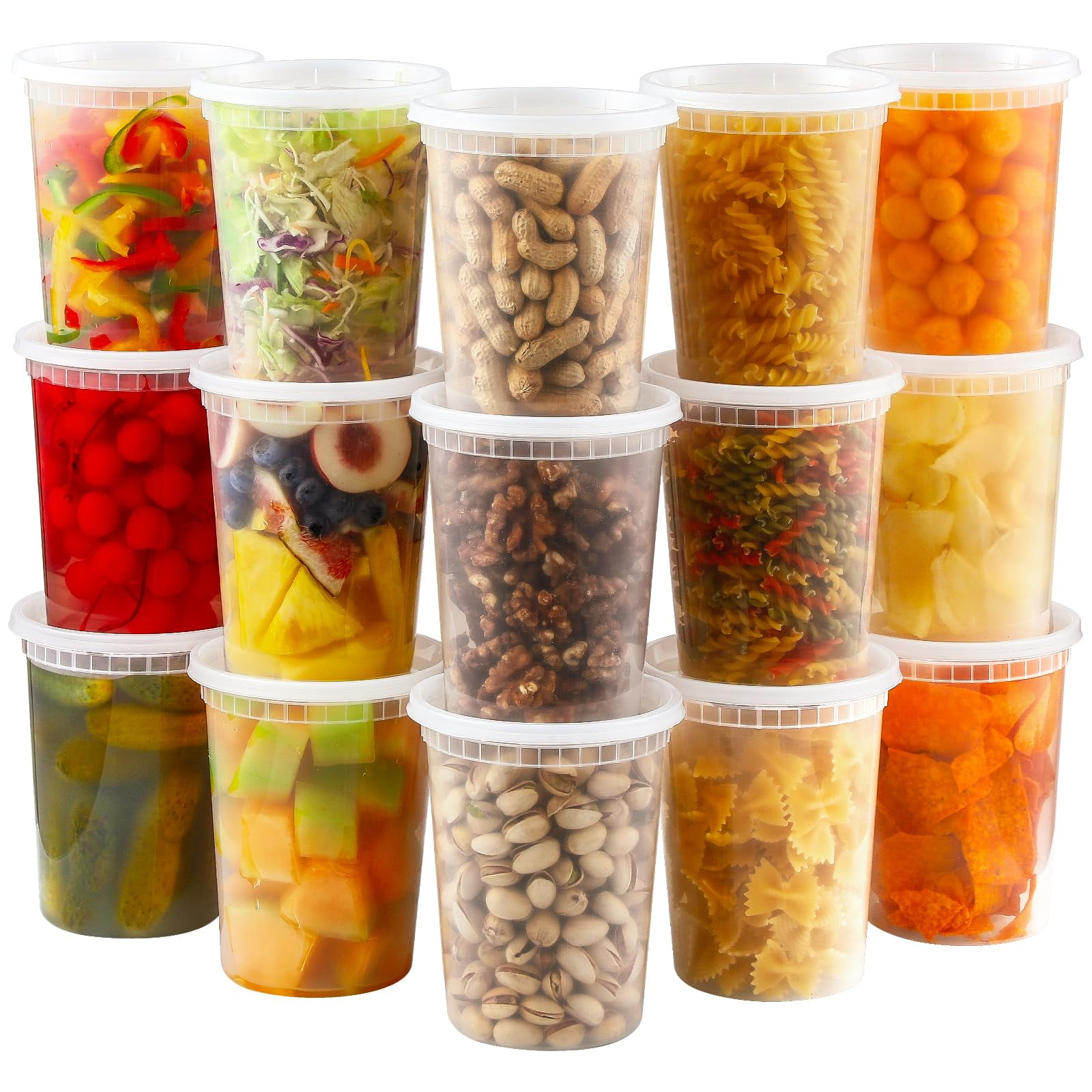 AOZITA 20 Sets 32 oz Plastic Deli Food Containers With Lids, Airtight ...