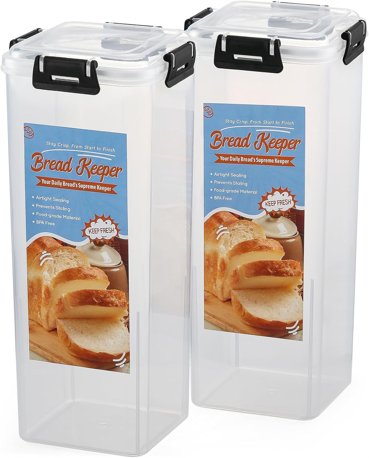 AOZITA Bread Box with Airtight Lid, Fresh Bread Storage Container ...