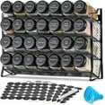 AOZITA Spice Rack Organizer for Cabinet, with 28 Empty Jars Black Lids ...
